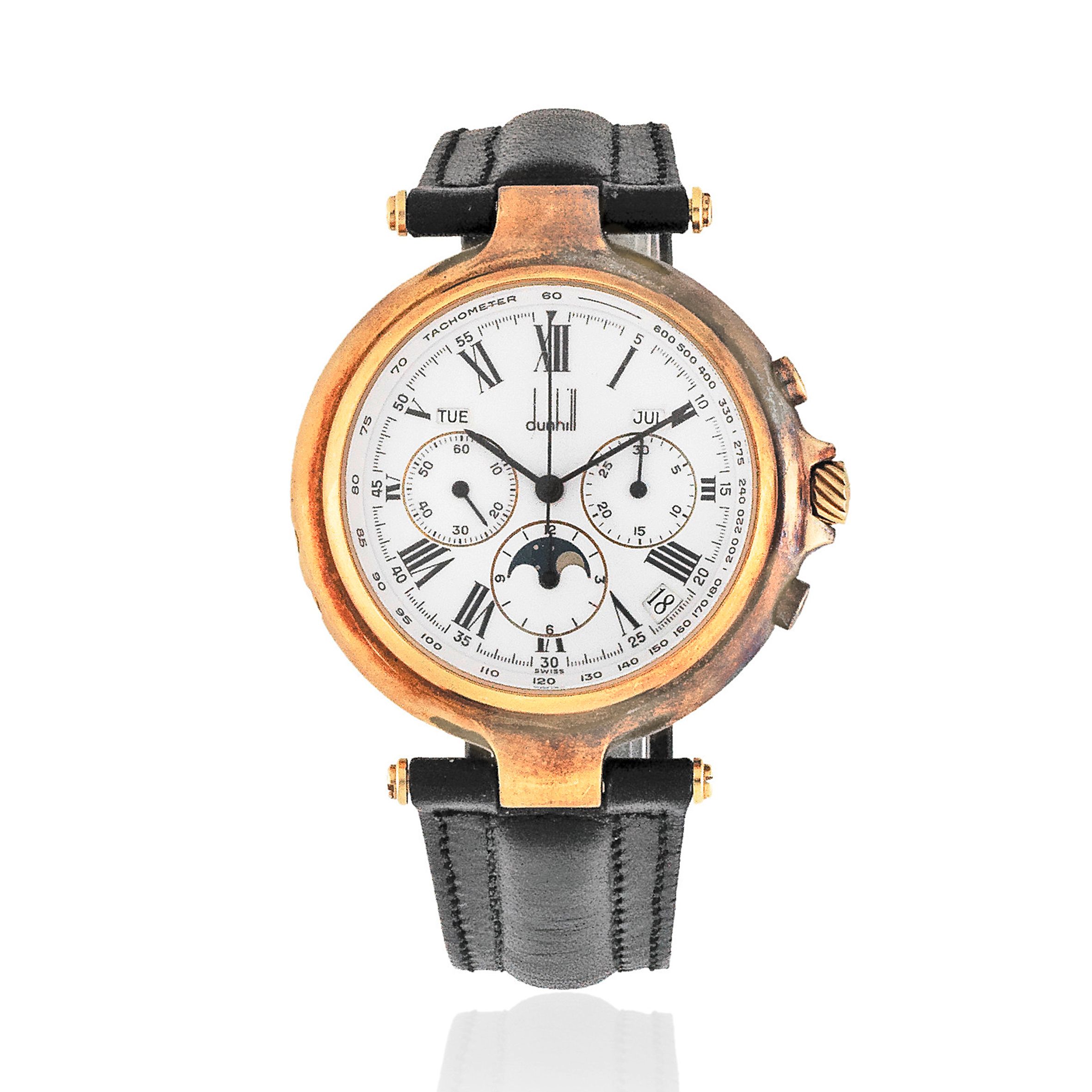 Bonhams : Alfred Dunhill. An 18K gold automatic triple calendar ...