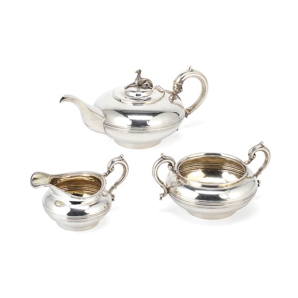 Bonhams : A Victorian silver three-piece silver tea service John ...