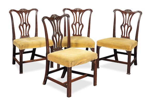 Bonhams : A set of three George III mahogany side chairs together with ...