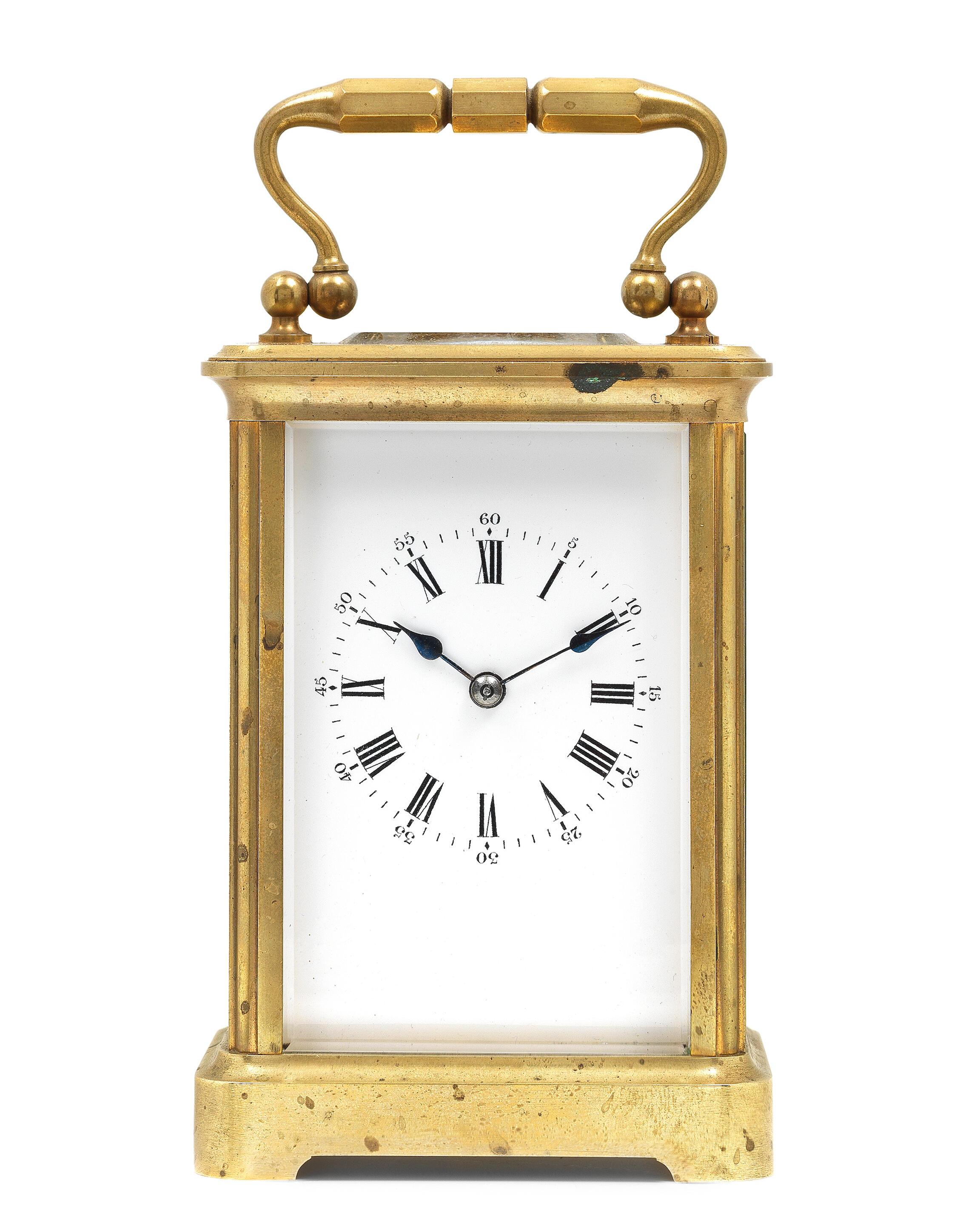 Bonhams : A late 19th century gilt brass corniche carriage clock with original travelling case ...