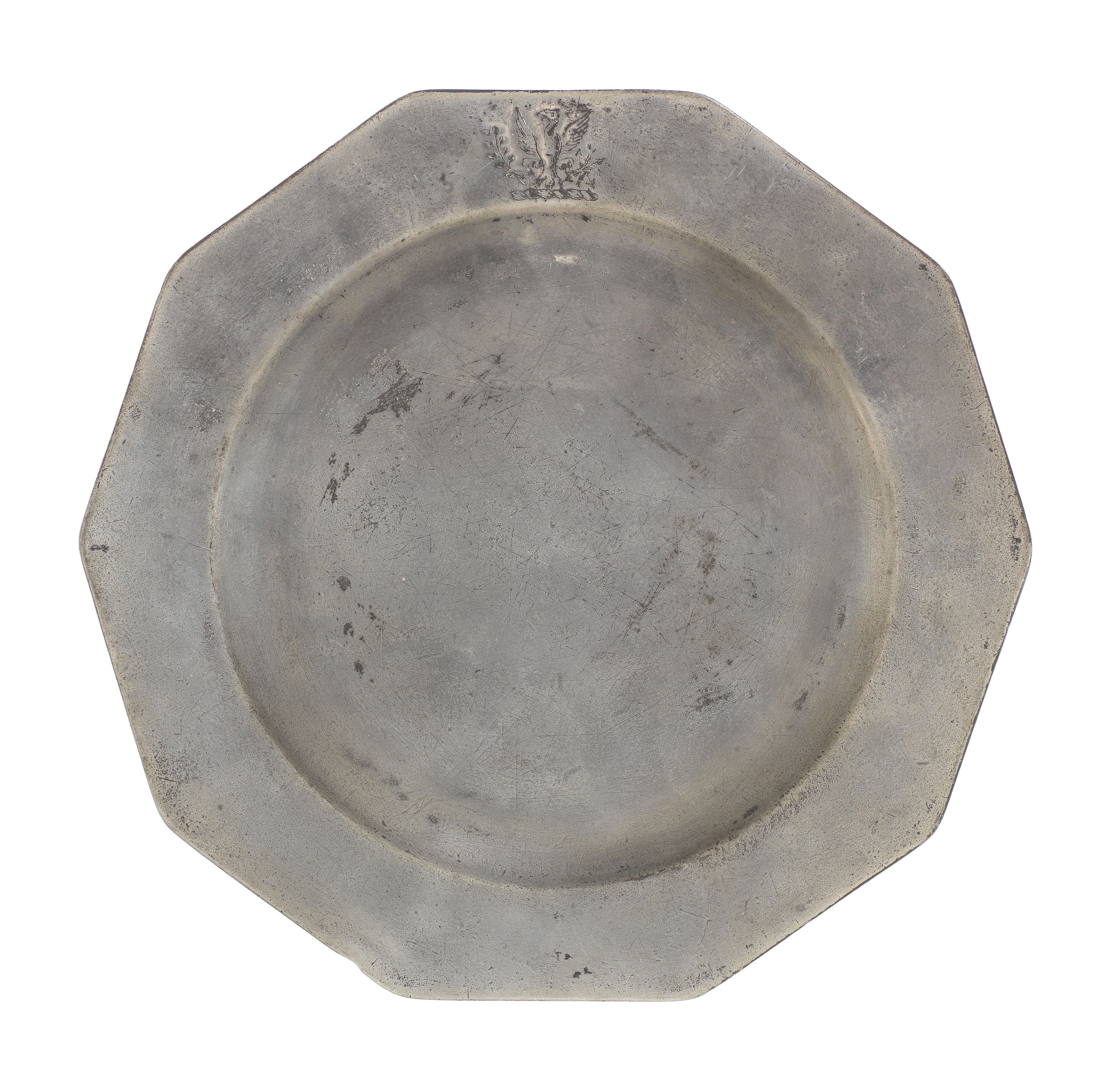 Bonhams : A rare and documented George II pewter decagonal plain rim ...