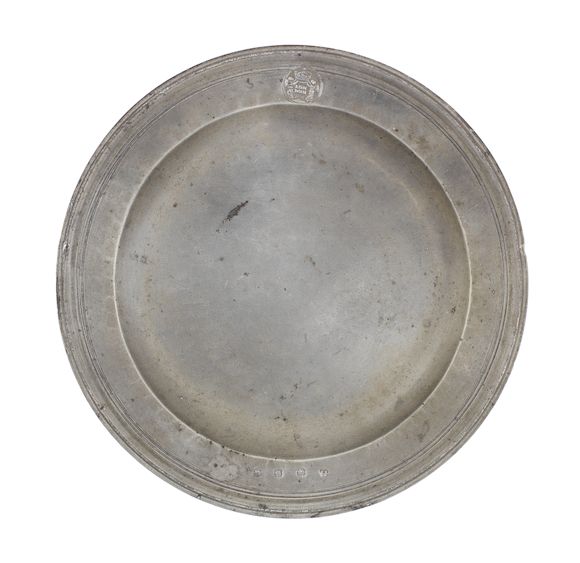 Bonhams : A William & Mary pewter semi-broad rim plate, circa 1690
