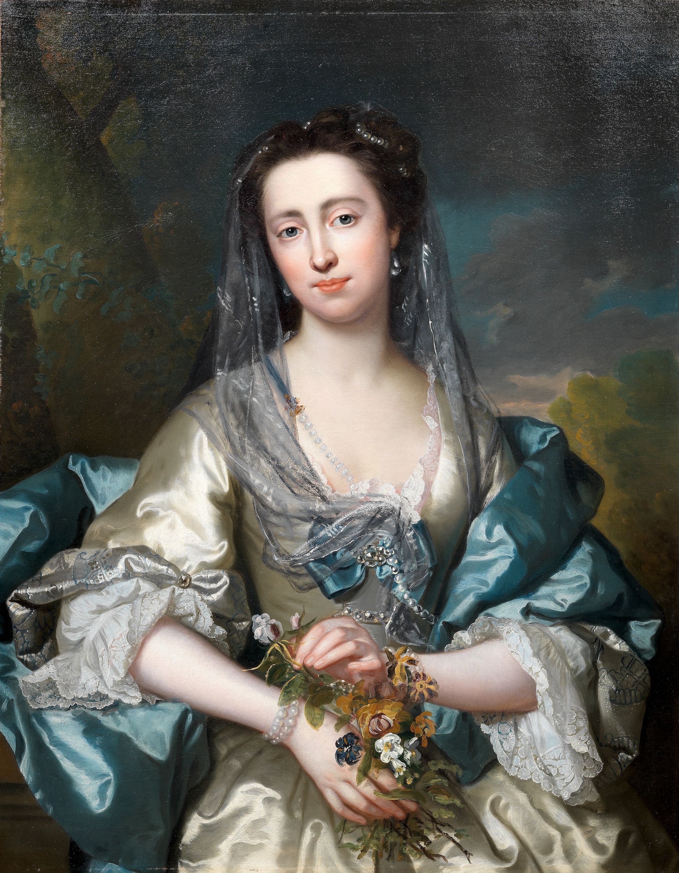 Bonhams : Frans van der Myn (Dusseldorf 1719-1783 London) Portrait of a lady, three-quarter ...