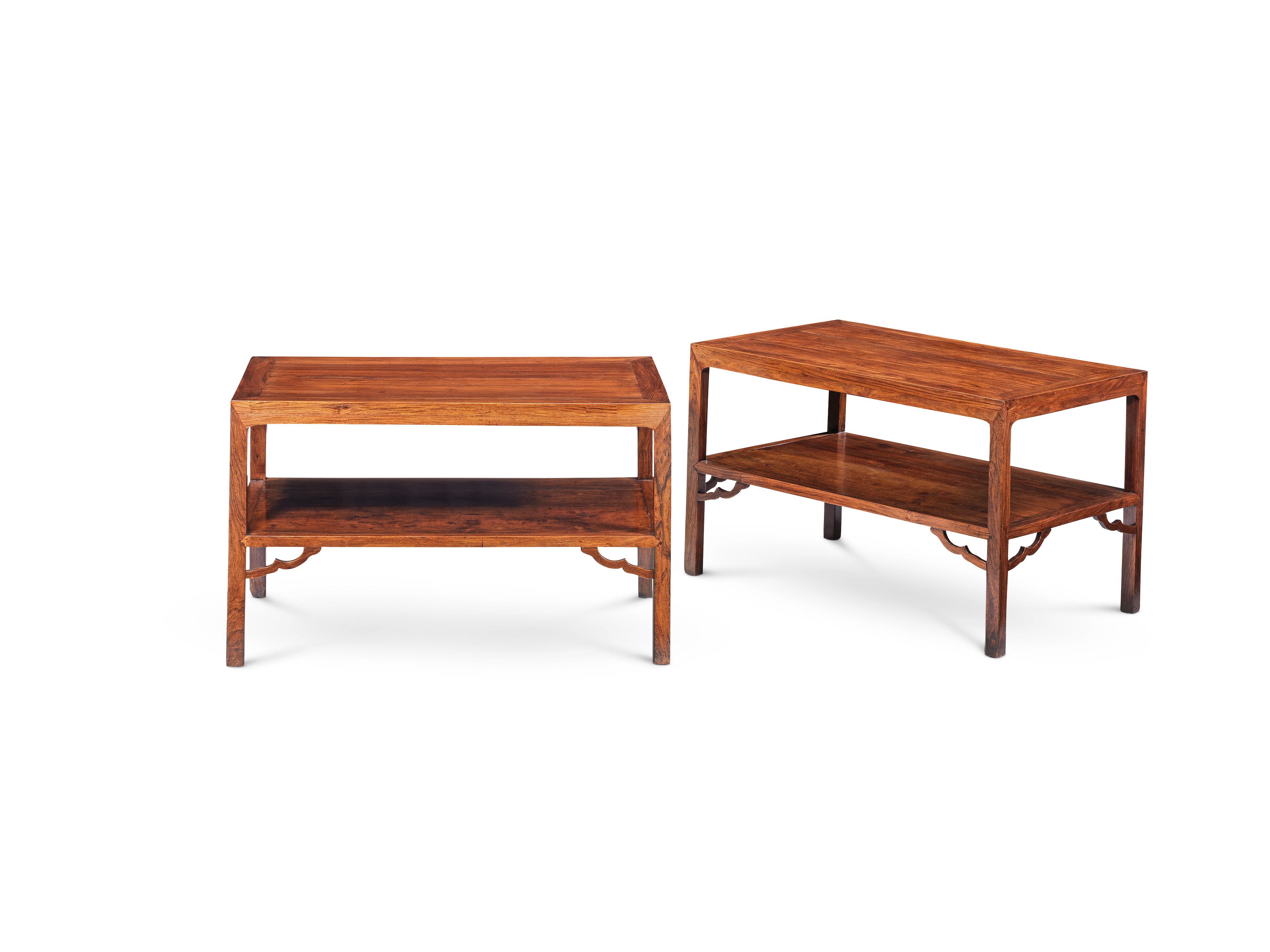 Bonhams : A RARE PAIR OF HUANGHUALI SIDE-TABLES WITH SHELF, ZHUO 17th ...