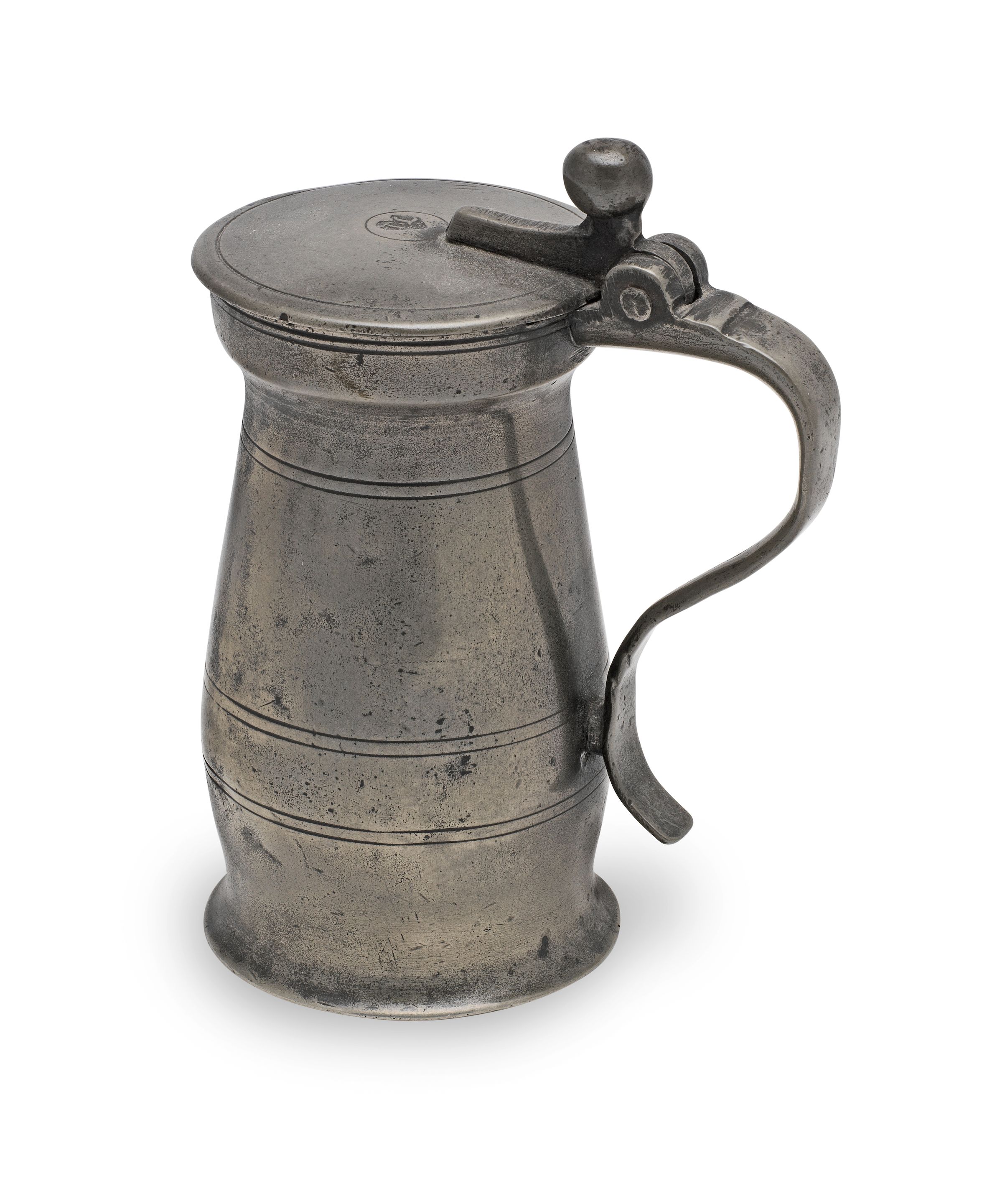 Bonhams : A fine George I pewter half-mutchkin ball and bar baluster ...