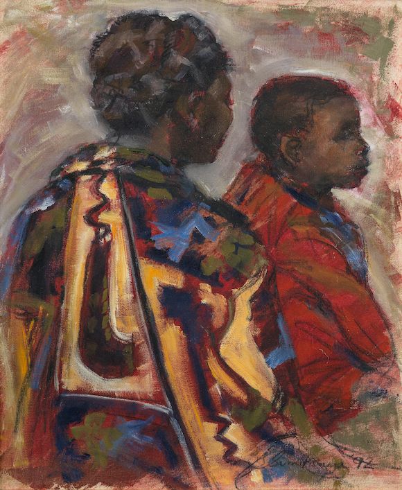 Bonhams : Shadreck Simukanga (Zambian, 1955-2004) Mother and Son