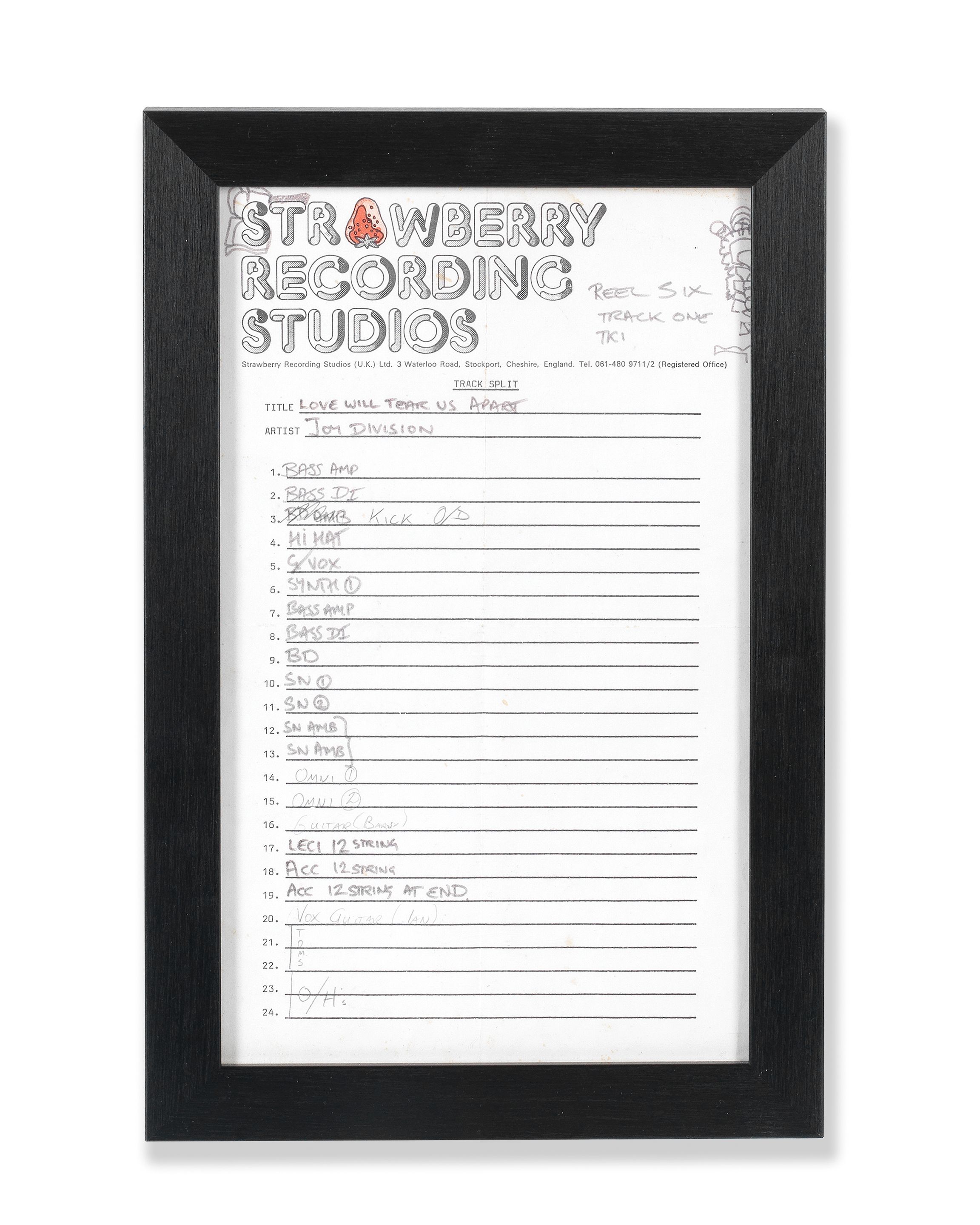 Bonhams : Joy Division An Original studio tracking sheet for the ...