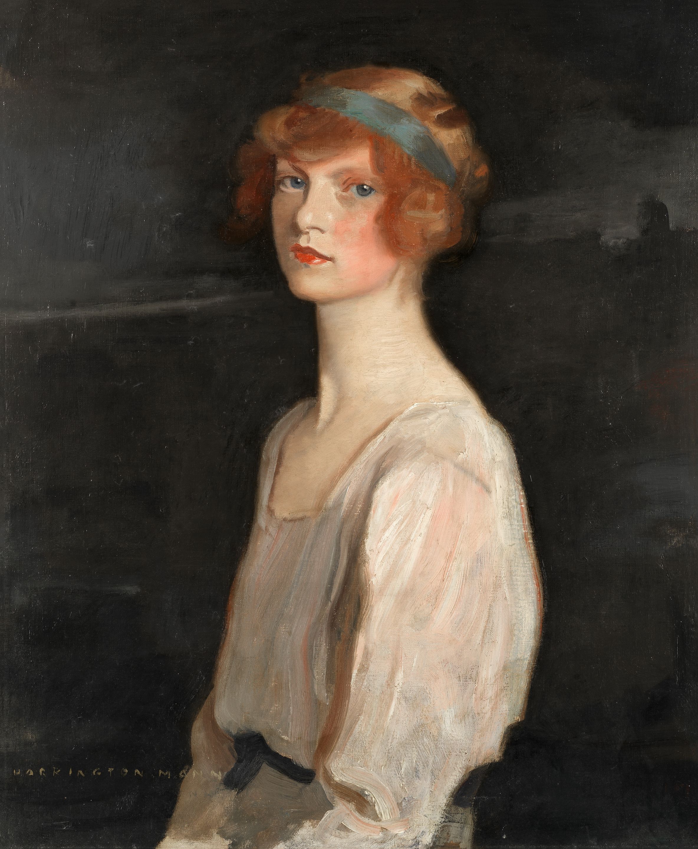 Bonhams : Harrington Mann (British, 1864-1937) Portrait of a lady with ...