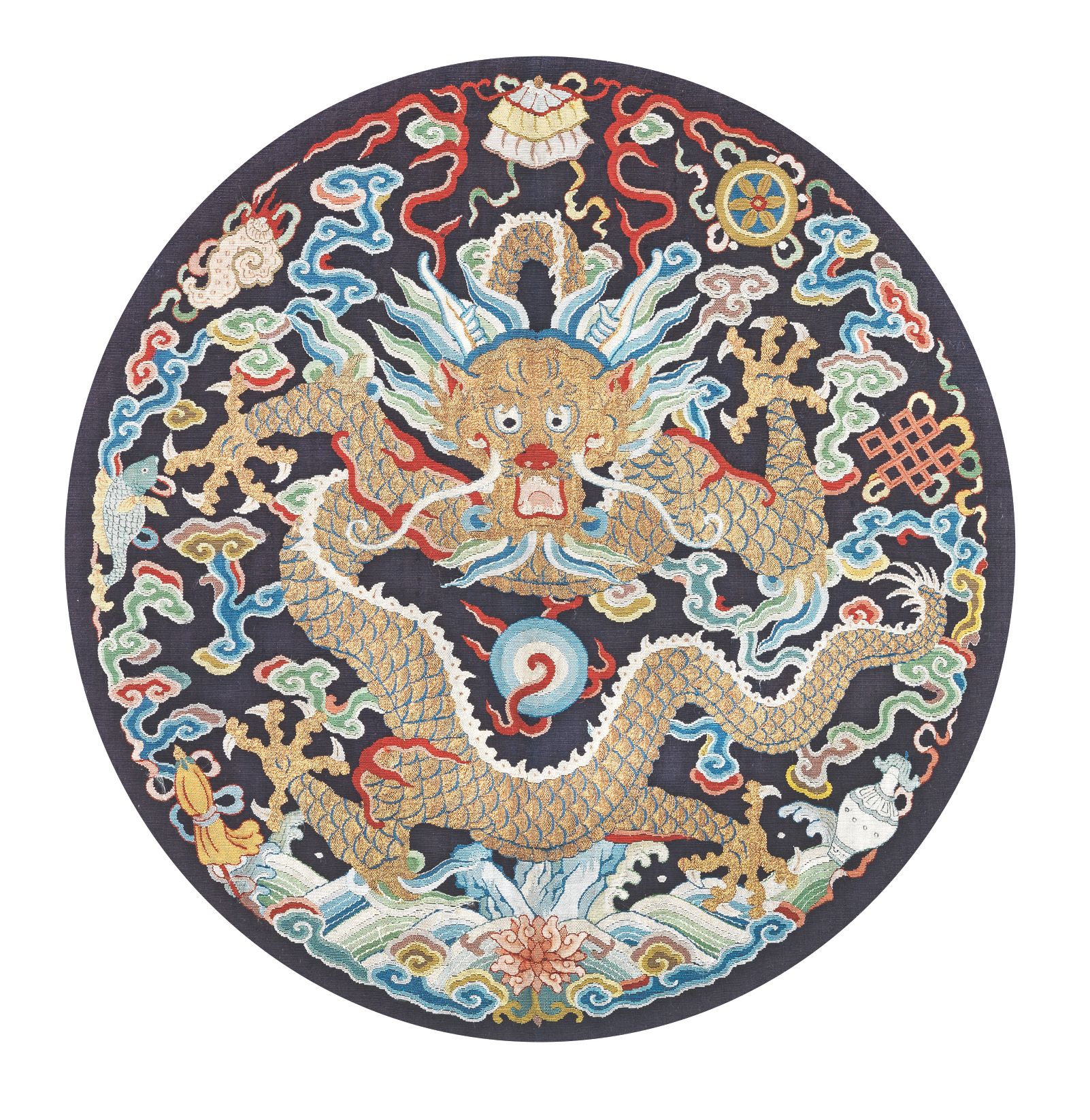 Bonhams : A FINE IMPERIAL KESI 'DRAGON' ROUNDEL FROM A CEREMONIAL ...