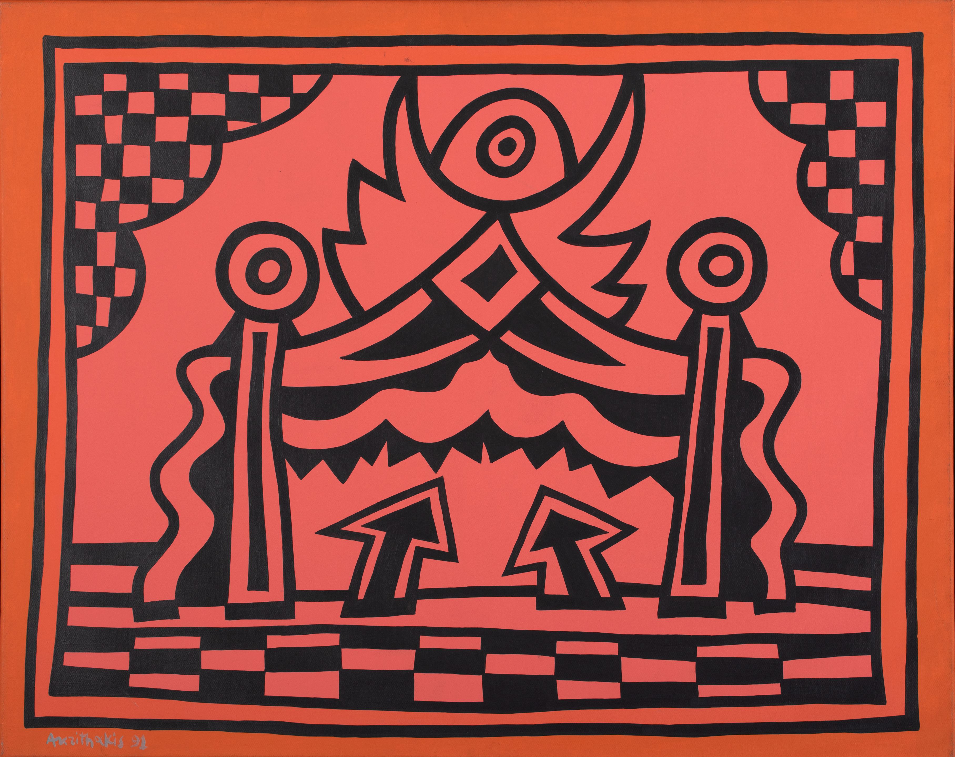 Bonhams : Alexis Akrithakis (Greek, 1939-1994) Théâtre (rouge) (signed ...