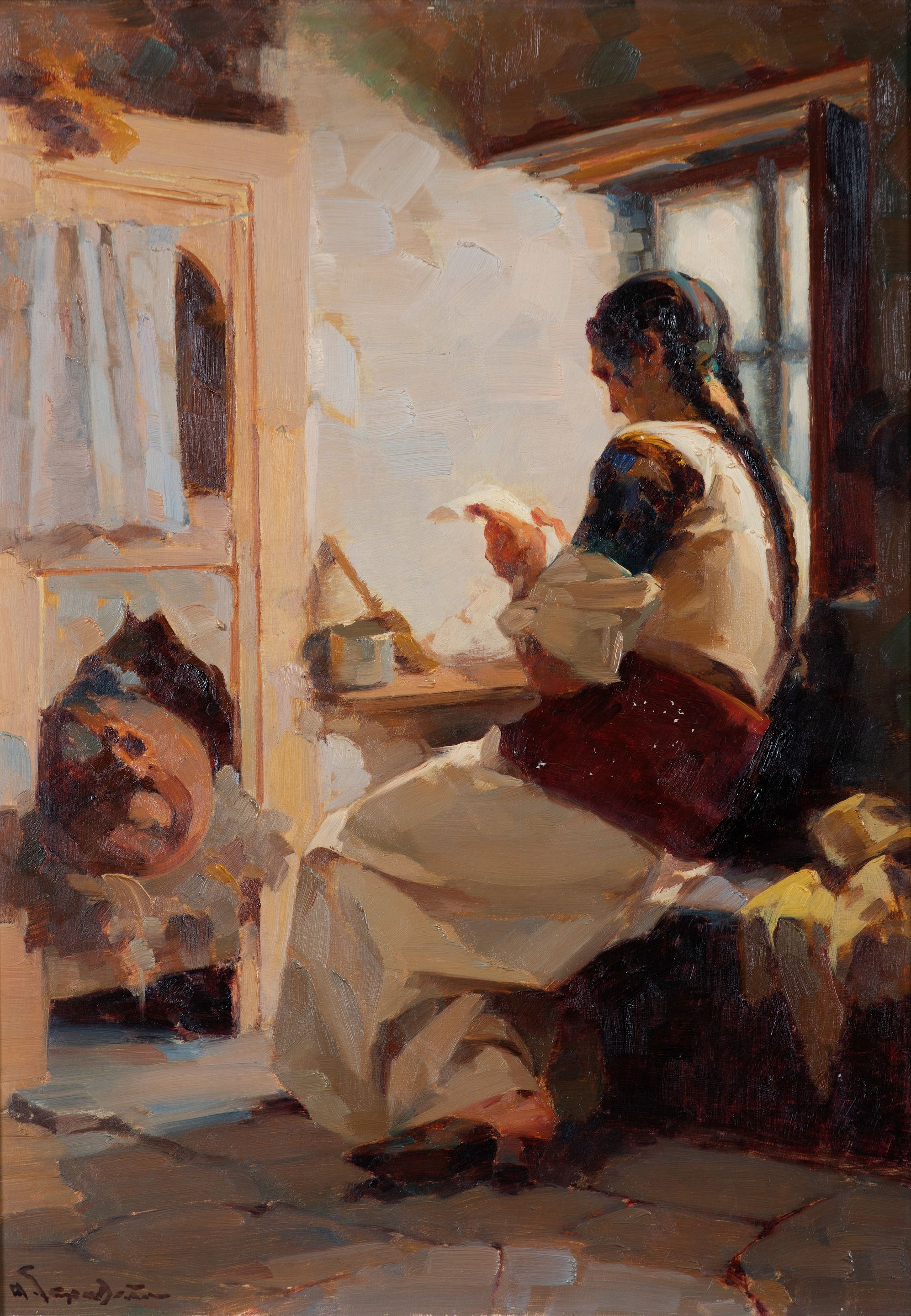 Bonhams : Apostolos Geralis (Greek, 1886-1983) La lettre d' amour ...