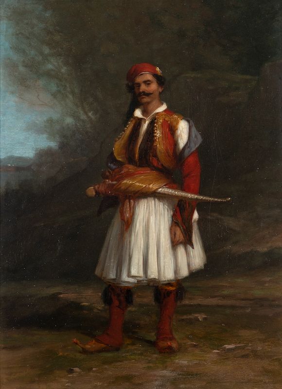Bonhams : French School, 19th Century Jeune guerrier grec (oil on panel)
