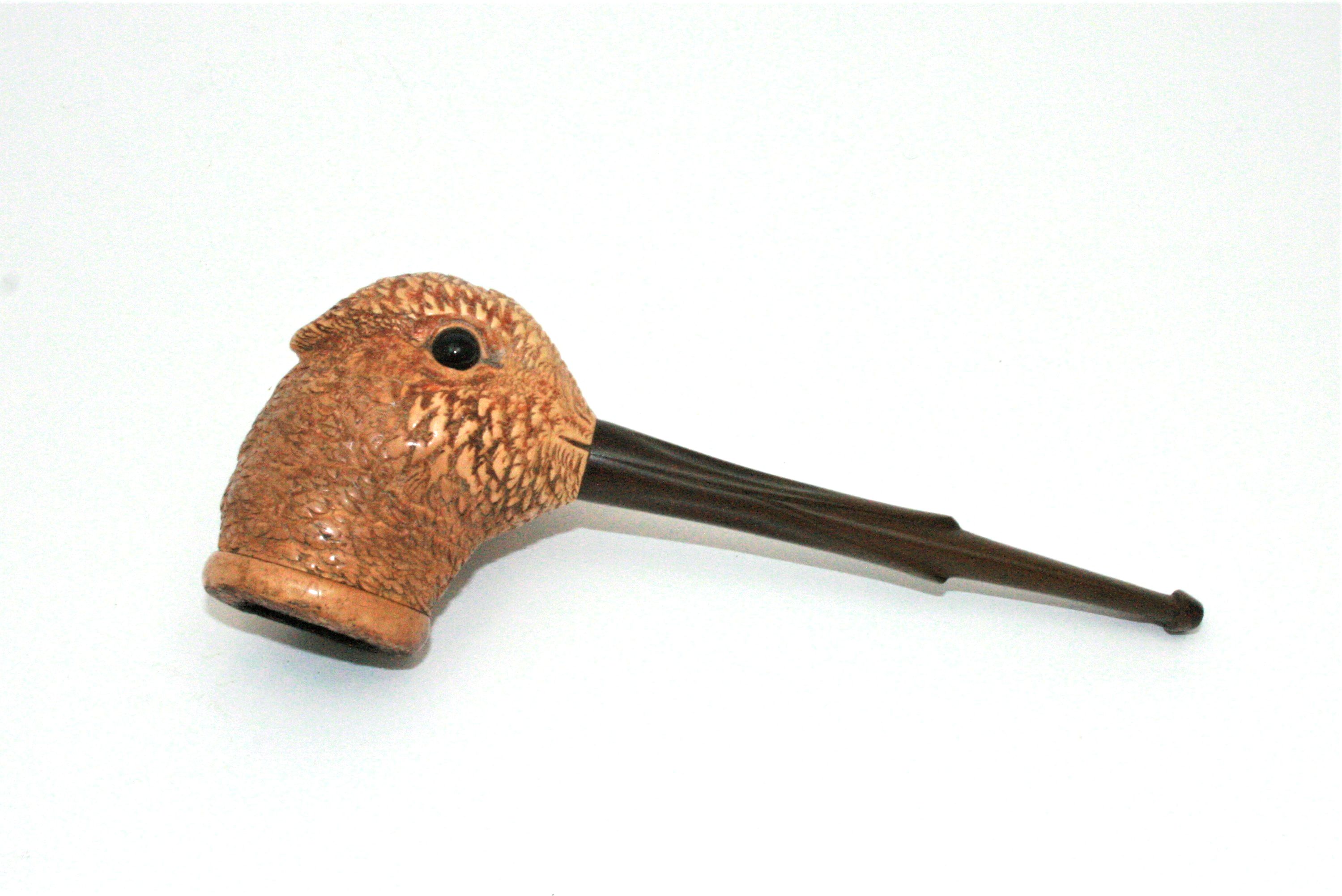 Bonhams : A carved birds head pipe by Edwards & Co. in a leather case ...