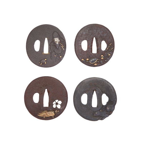 Bonhams : Four Circular Iron Tsuba (4)