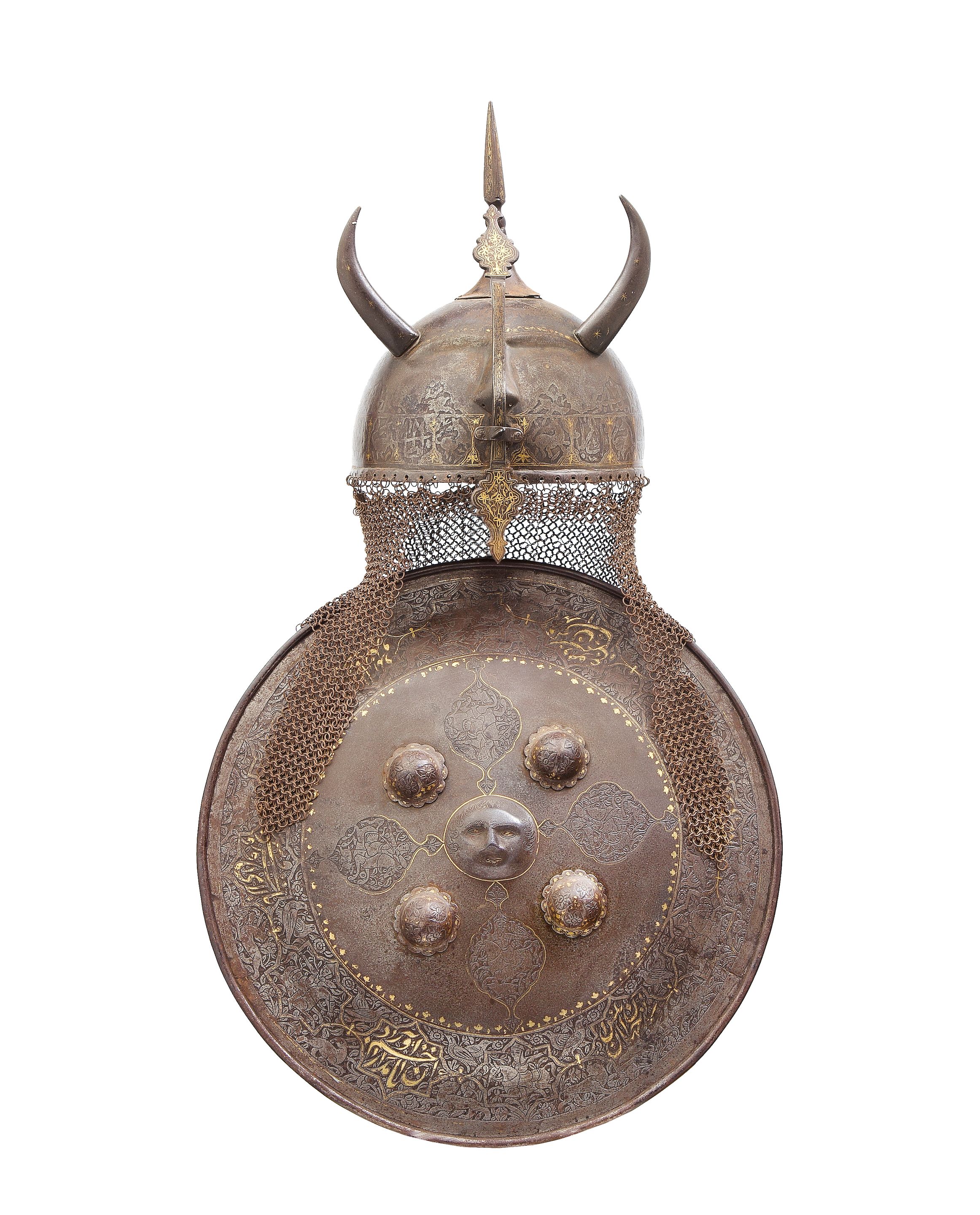 Bonhams : A Persian Steel Kulah Khud, And Associated Dhal (2)