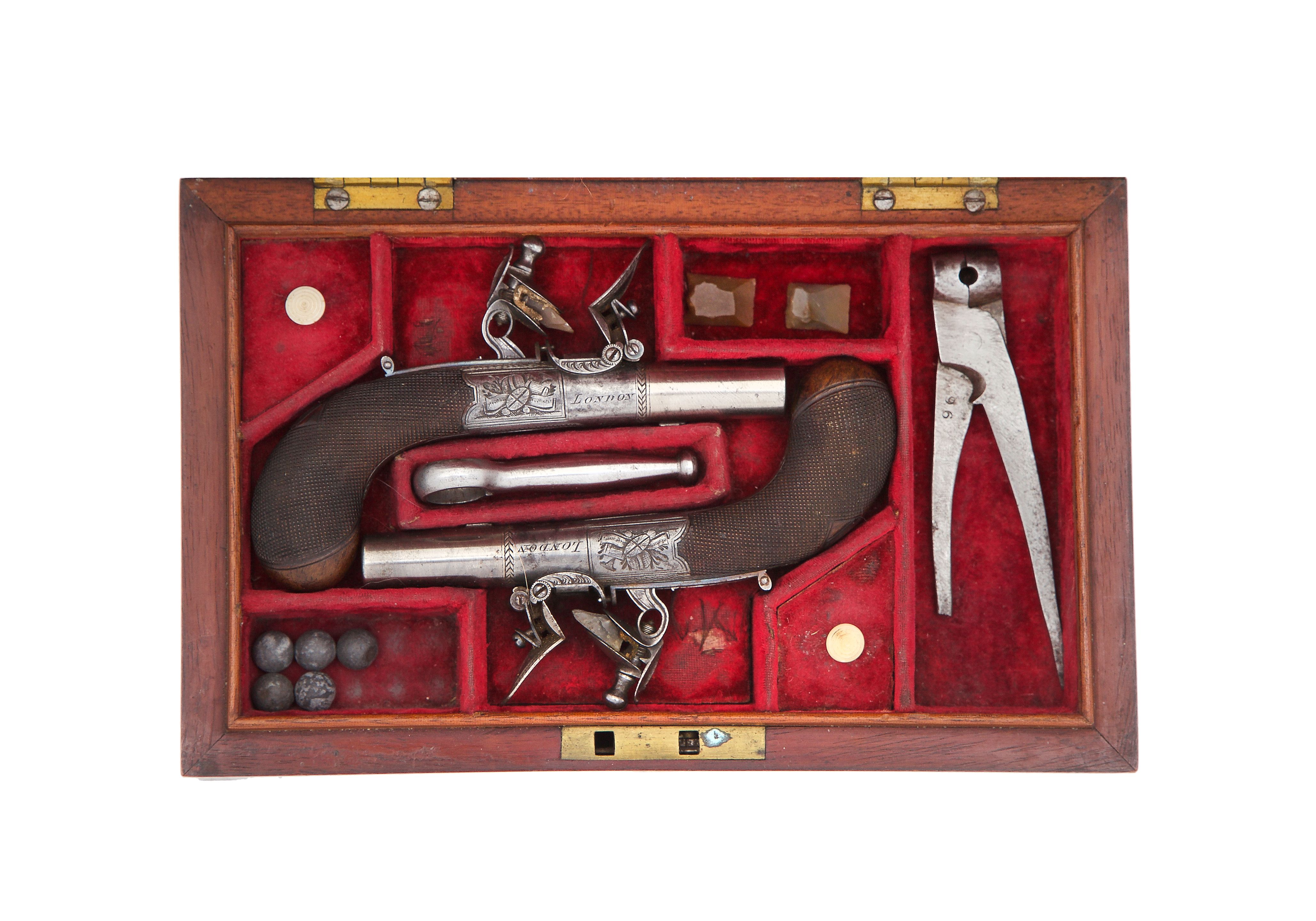 Bonhams : A Fine Cased Pair Of Flintlock Box-Lock Pocket Pistols Of ...