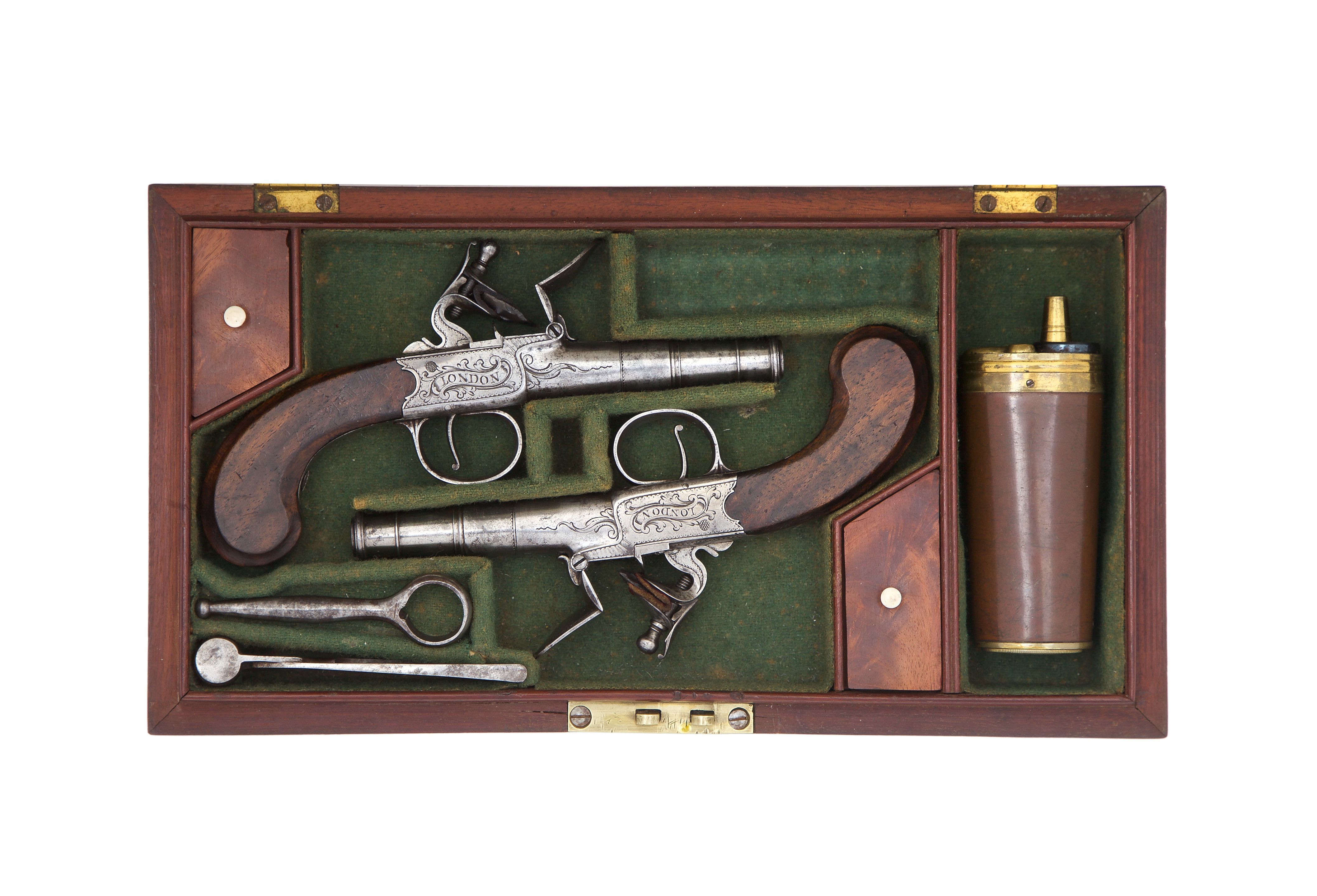 Bonhams : A Cased Pair Of 54-Bore Flintlock Box-Lock Pistols