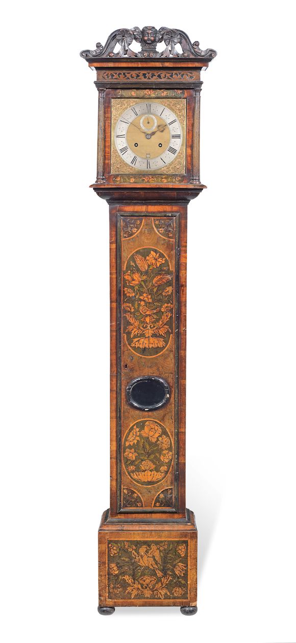 Bonhams : A good late 17th century walnut marquetry month-going ...