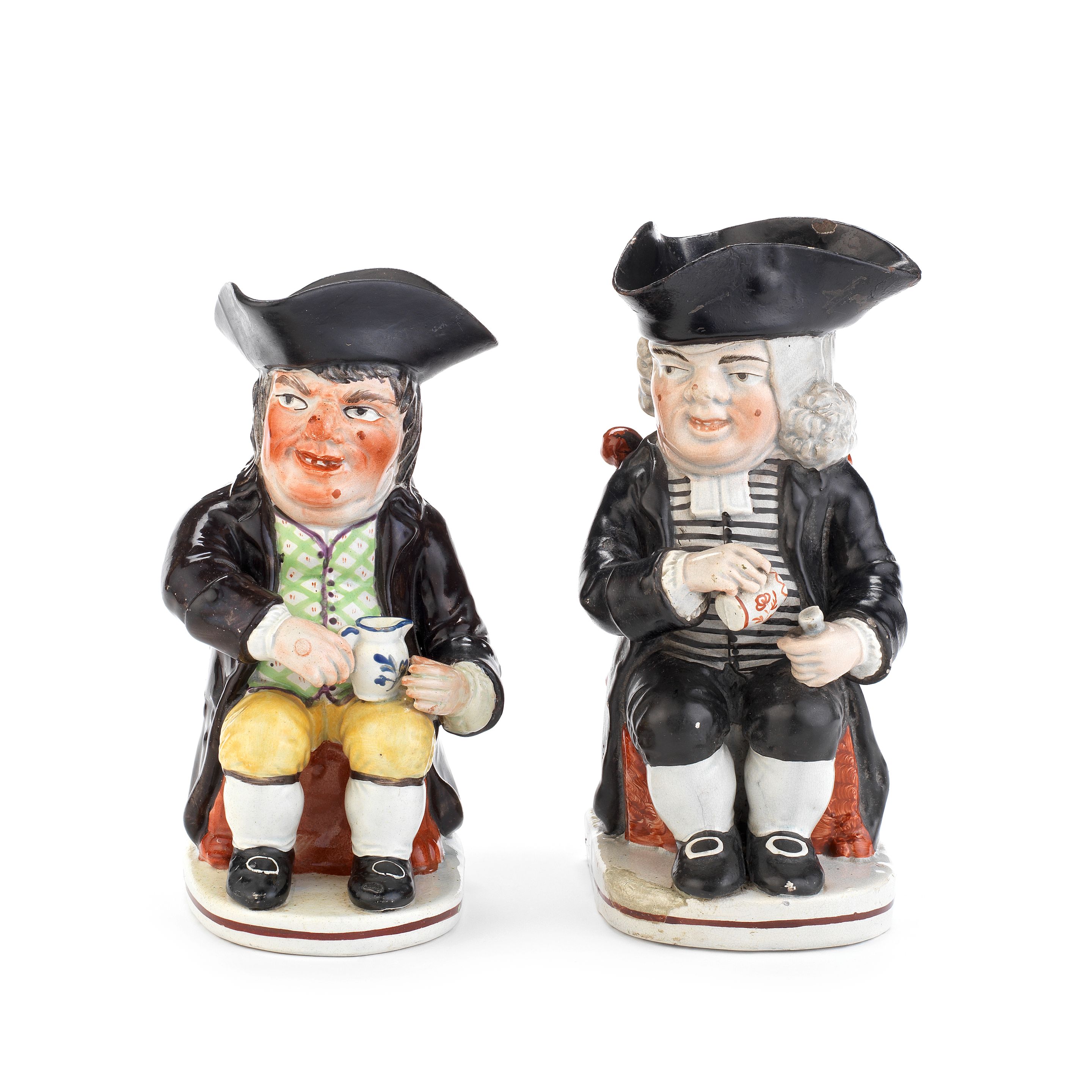 Bonhams : Two enamelled Toby jugs, circa 1820-30