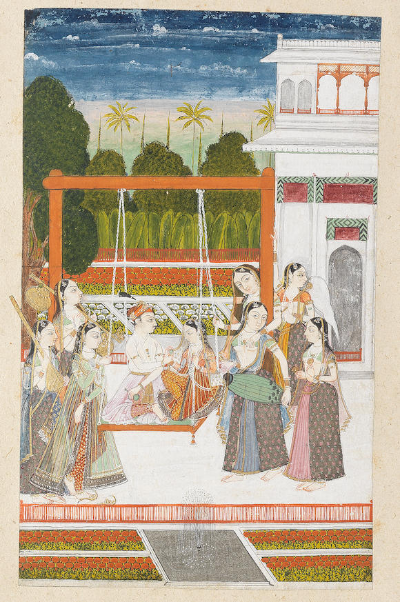 Bonhams A Prince And A Maiden Seated On A Swing Accompanied By