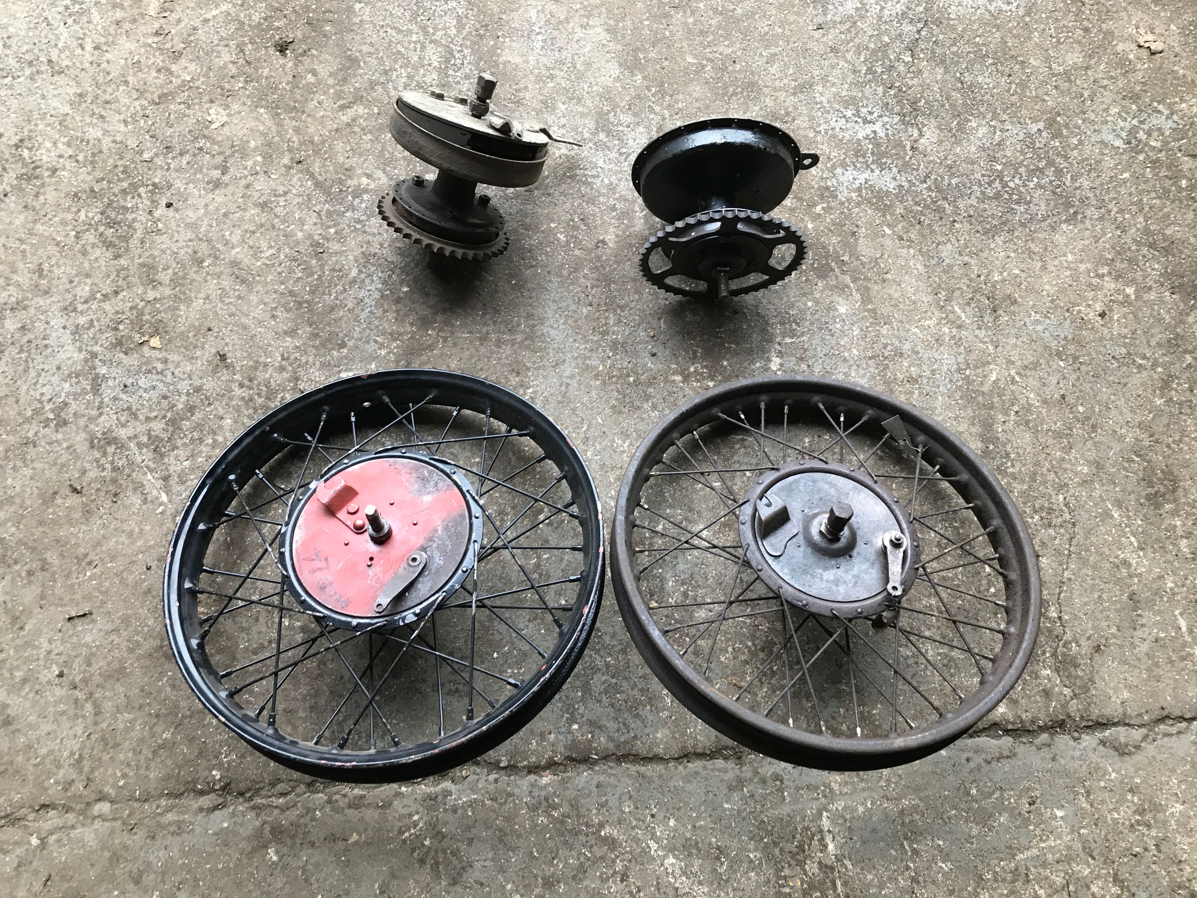 Bonhams Cars : Two pre-war believed Norton type front wheels