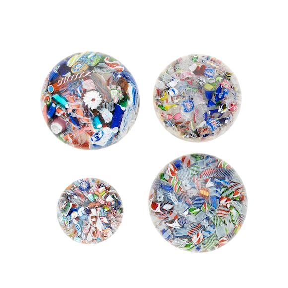 Bonhams : Three St. Louis scrambled millefiori paperweights and a ...