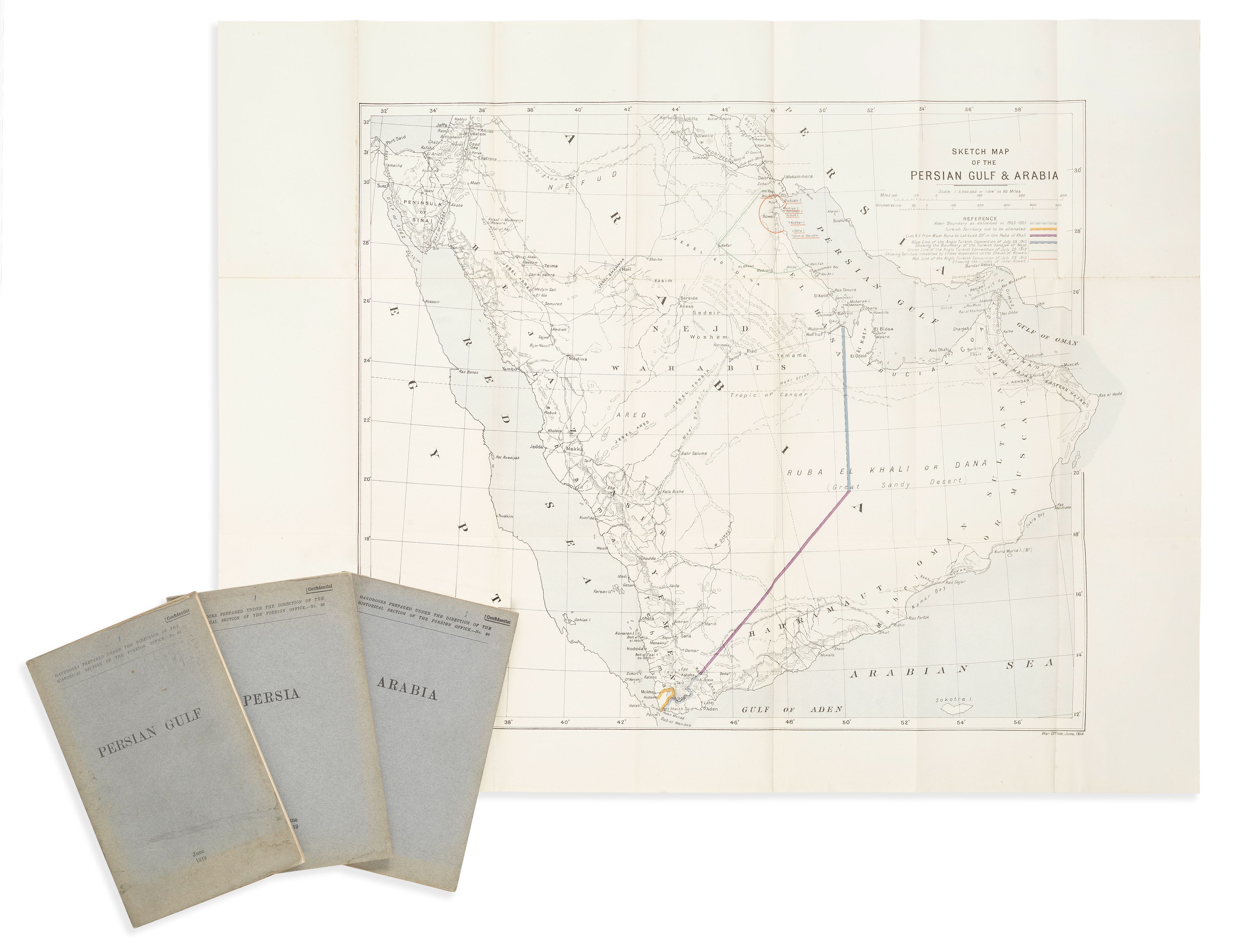 Bonhams : PERSIAN GULF AND ARABIA Persian Gulf, large colour-printed map of Persian Gulf and ...