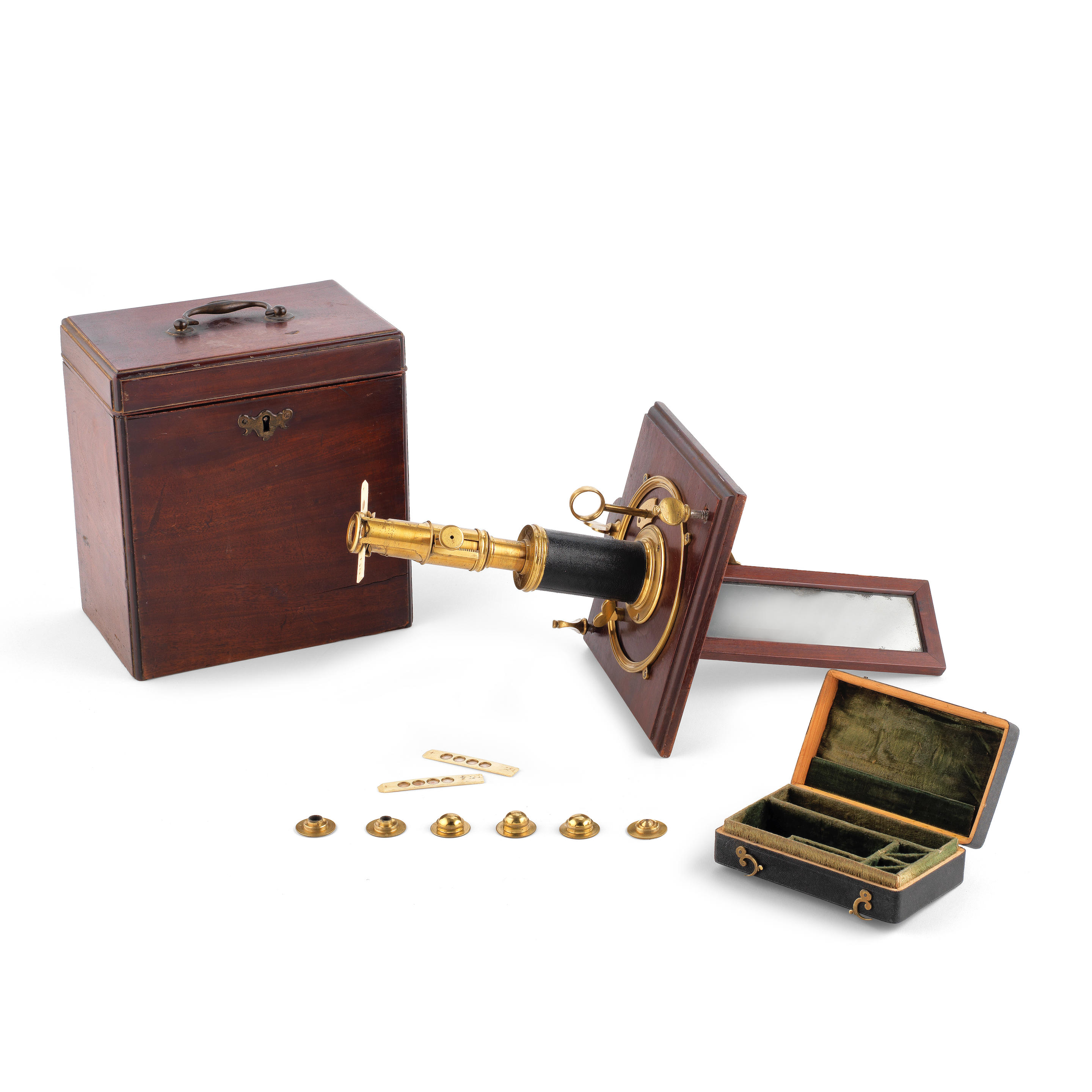 Bonhams A Rare John Cuff Mahogany And Brass Solar Microscope English