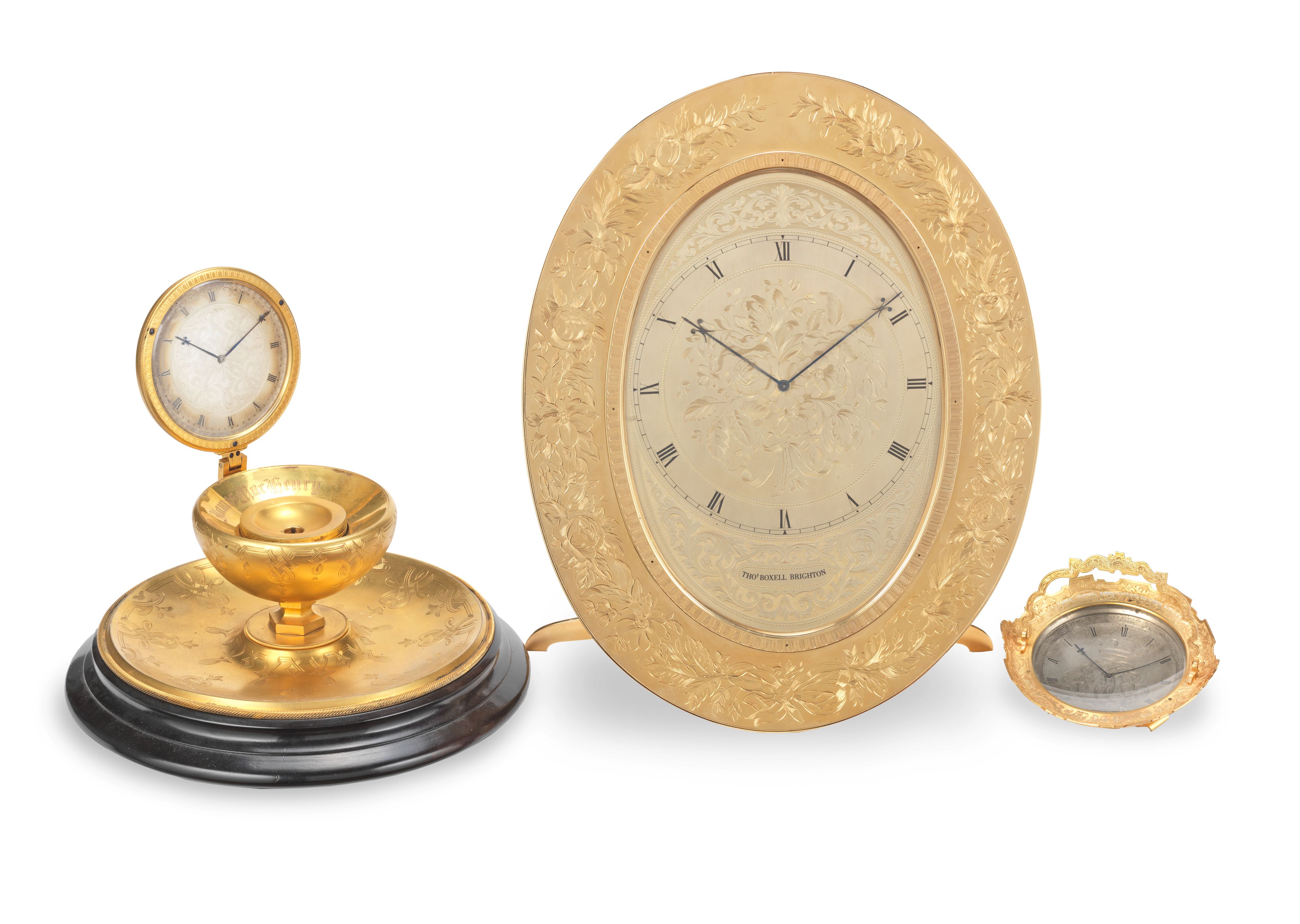 Bonhams : A LARGE mid 19th century ENGRAVED GILT BRASS oval STRUT ...