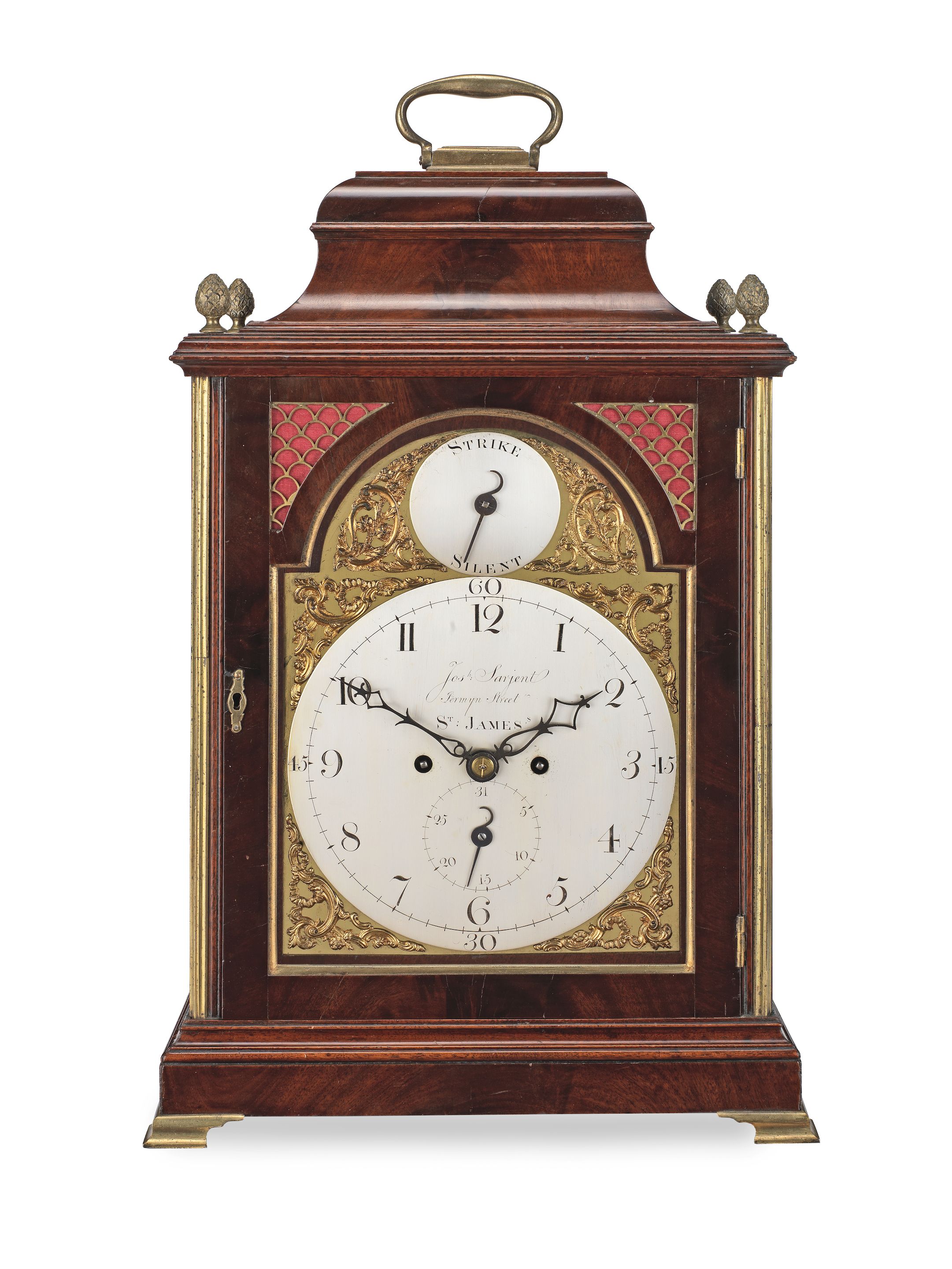 Bonhams : A late 18th century mahogany table clock Joshua Sarjent ...