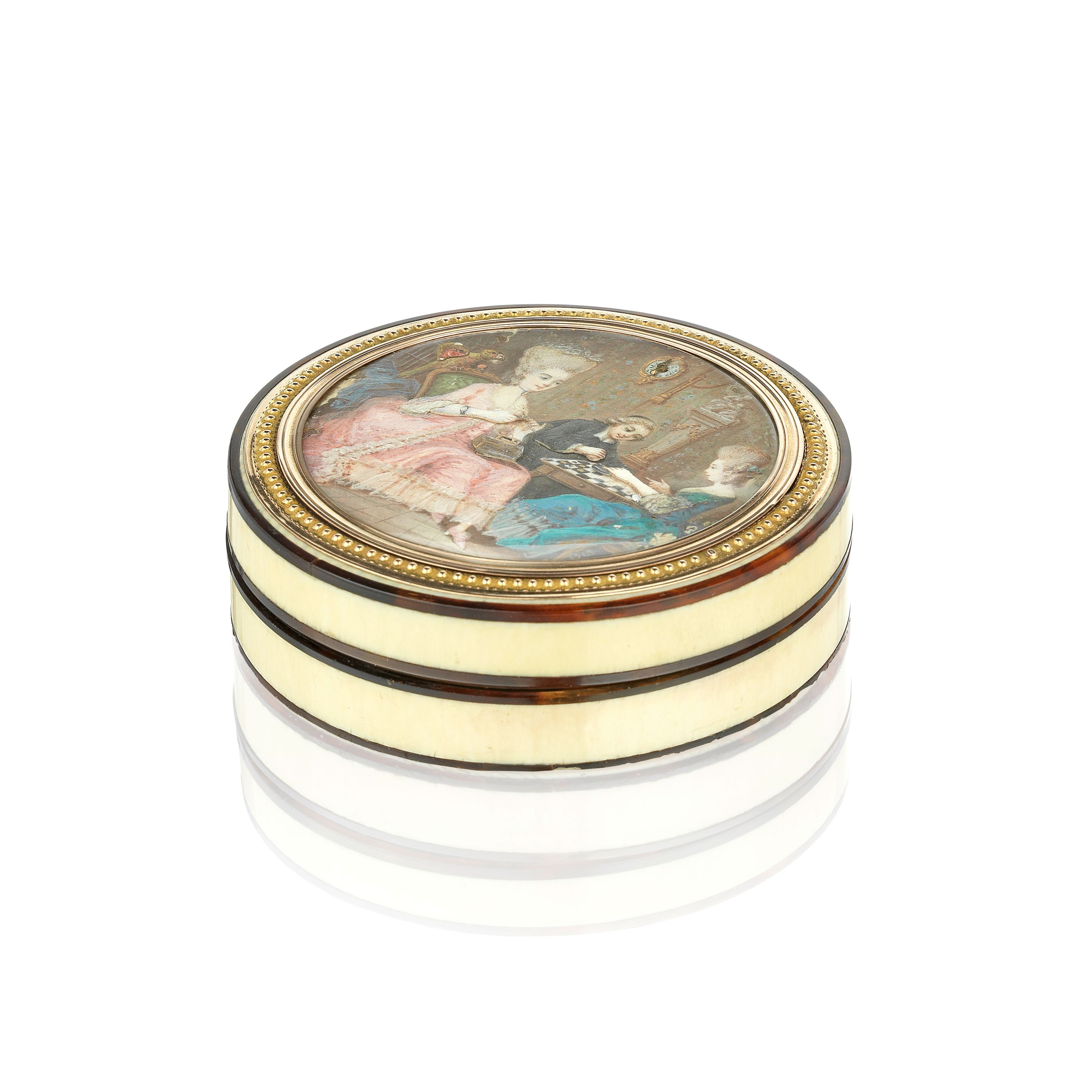 Bonhams : A gold-mounted ivory and tortoiseshell automaton box 19th ...