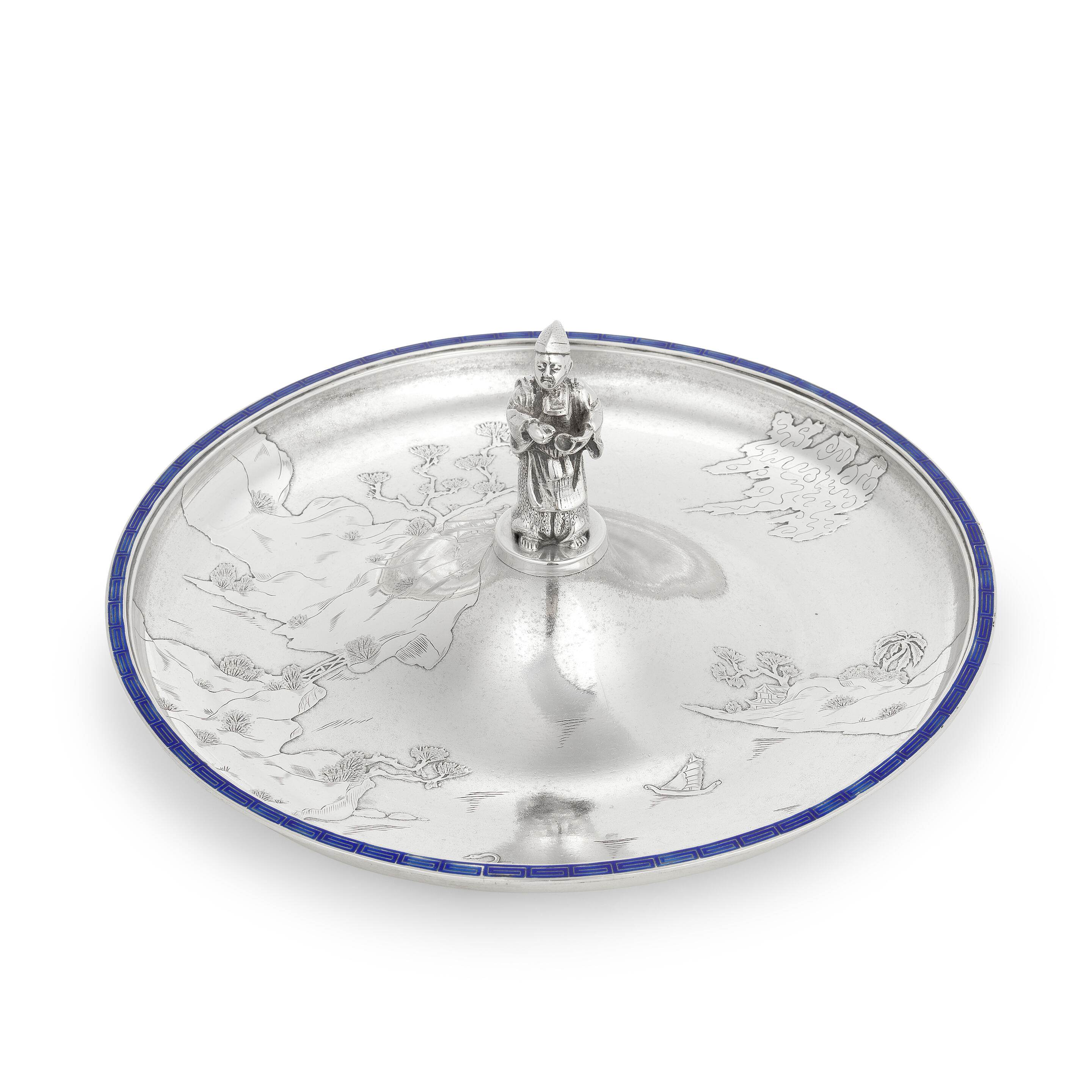 Bonhams : A silver and enamel dish probably Japanese circa 1920