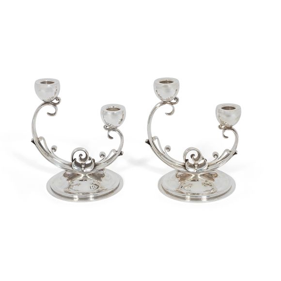 Bonhams : A pair of Danish silver two-light candelabra Holger Rasmussen ...
