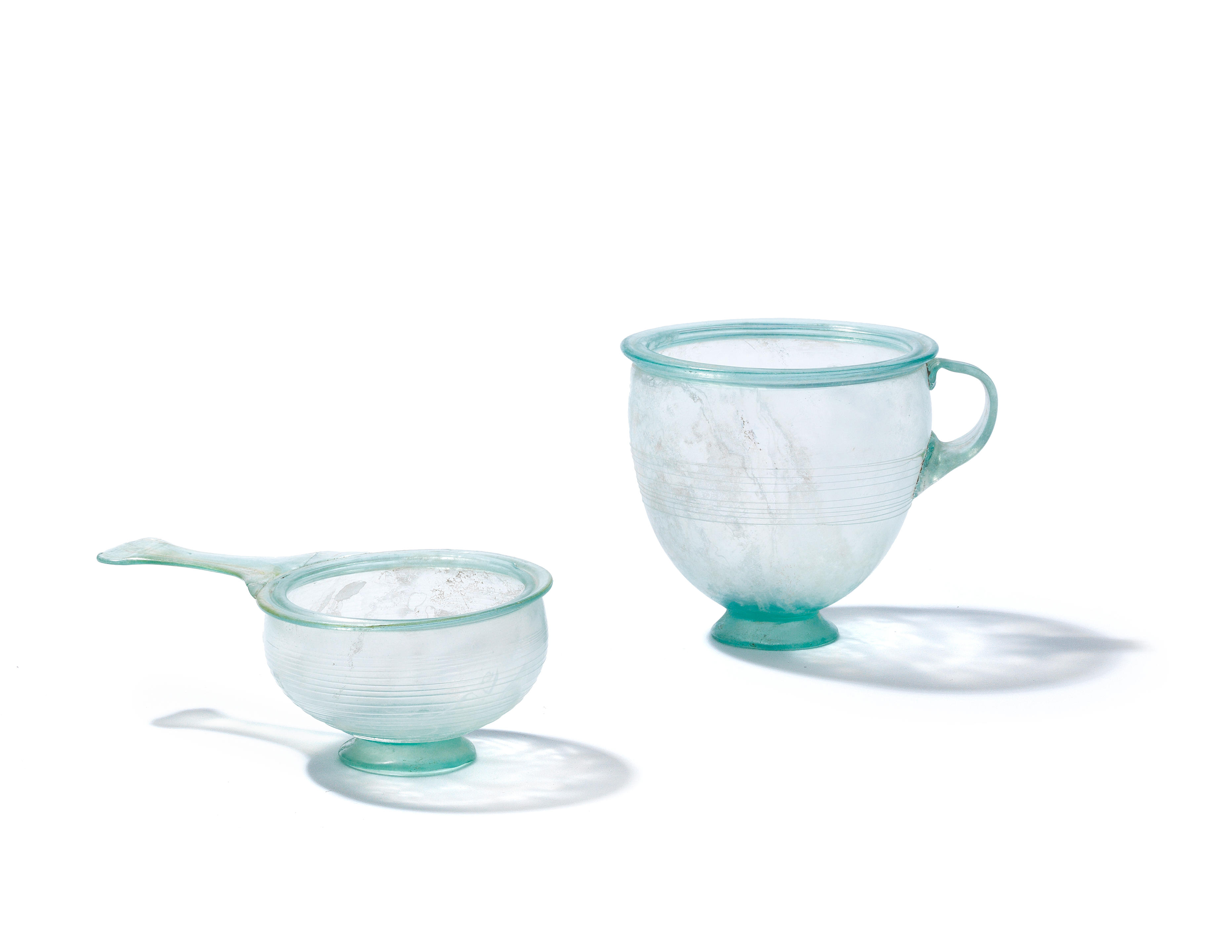Bonhams A Roman Blue Glass Trulla And A Roman Blue Green Glass Modiolus 2