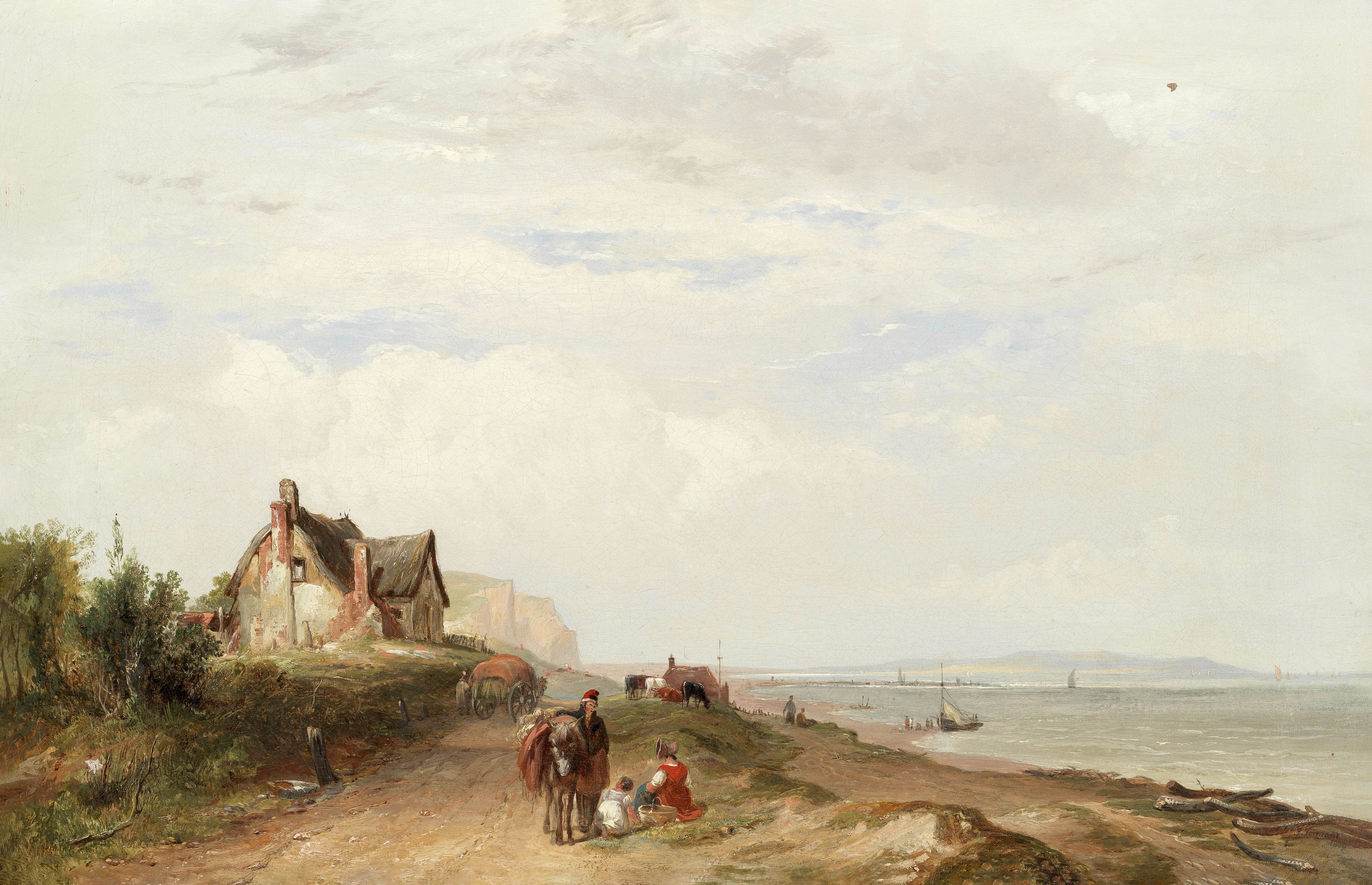 Bonhams : John Frederick Tennant (British, 1796-1872) The coast road