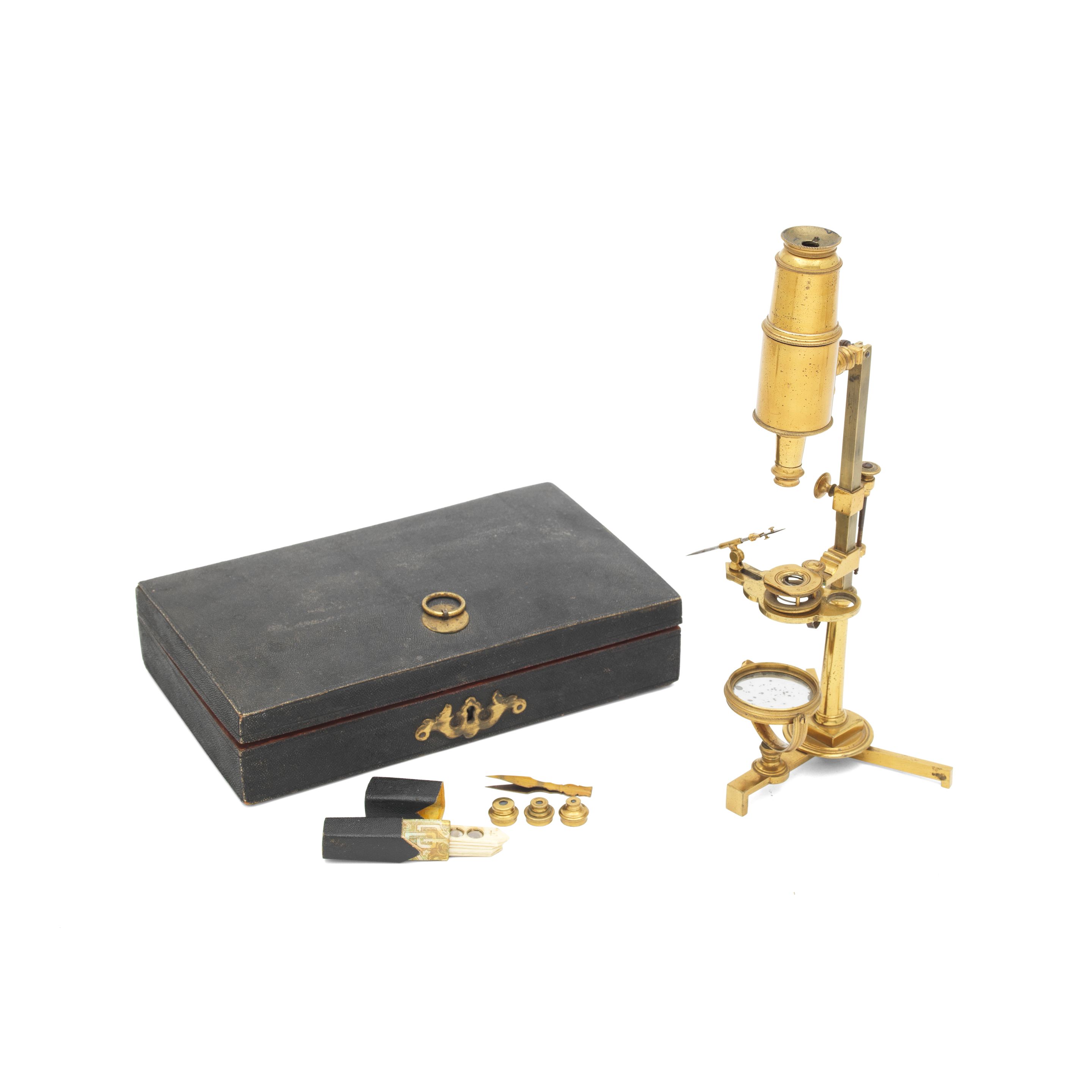 Bonhams : A Benjamin Martin-type Compound Monocular Microscope, English ...