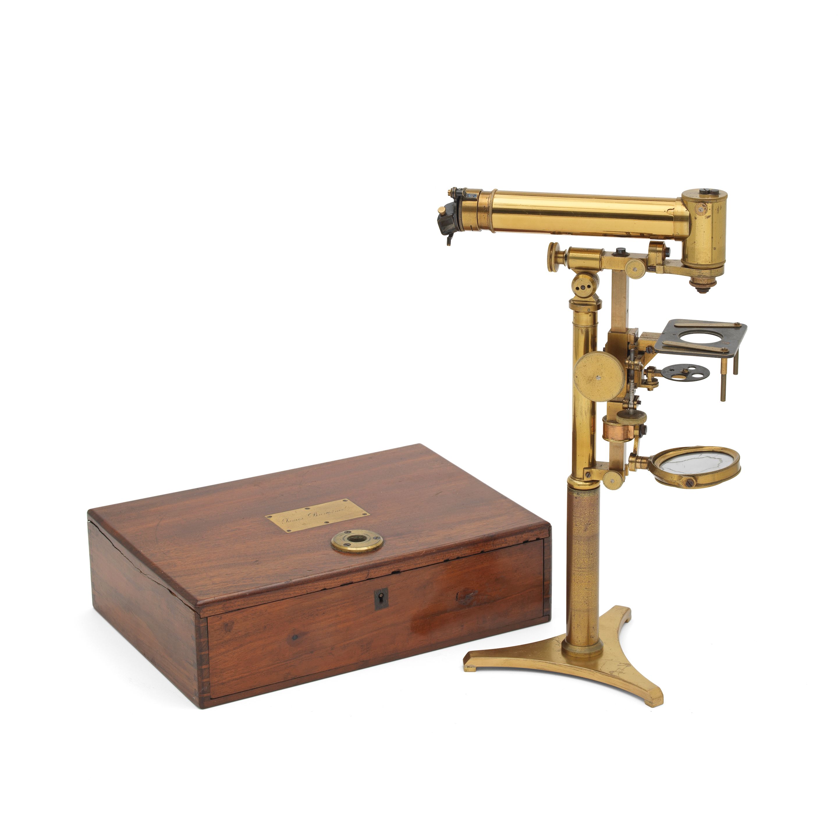 Bonhams : A Charles Chevalier Brass Horizontal Compound Microscope ...