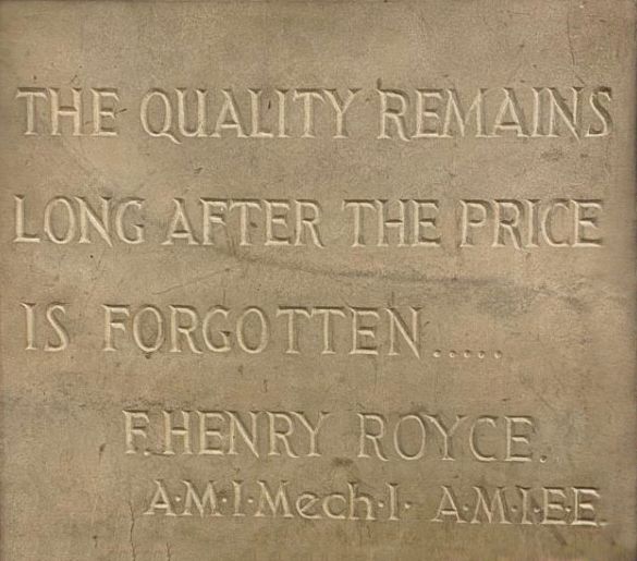 Bonhams Cars : A Henry Royce quotation engraved stone plaque, post-War,