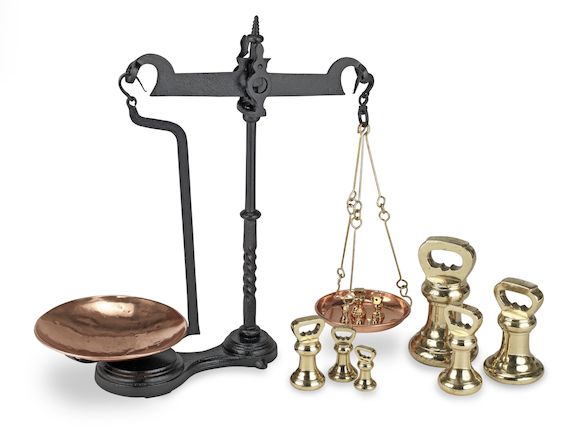 Bonhams : A set of late 19th century iron, brass and copper balance ...