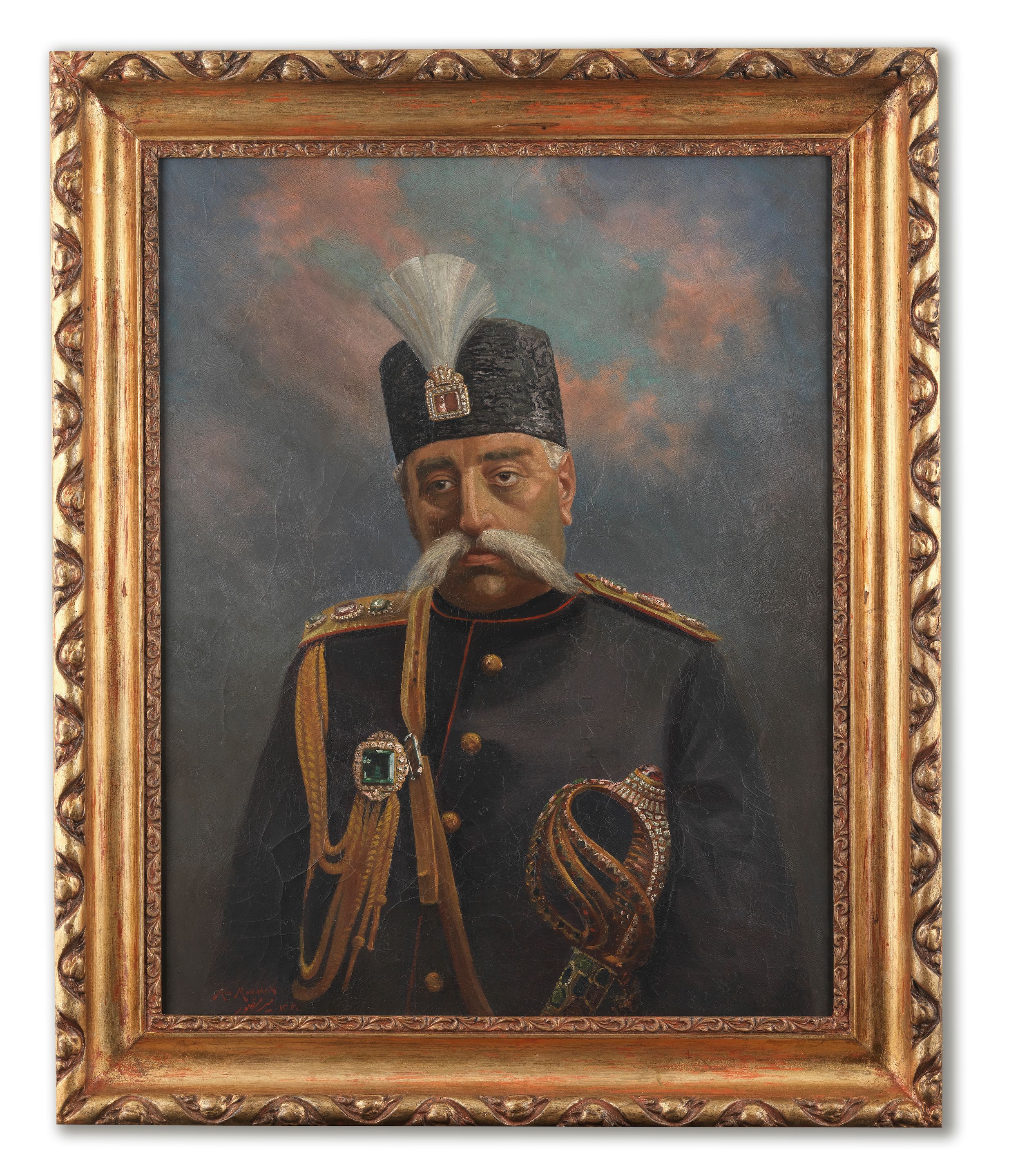 A portrait of Muzaffar al-Din Shah Qajar (reg. 1896-1907), by Sayyid ...