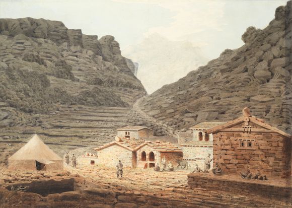 Bonhams : James Manson (British, 1791-1862) Six views in the Himalayas ...