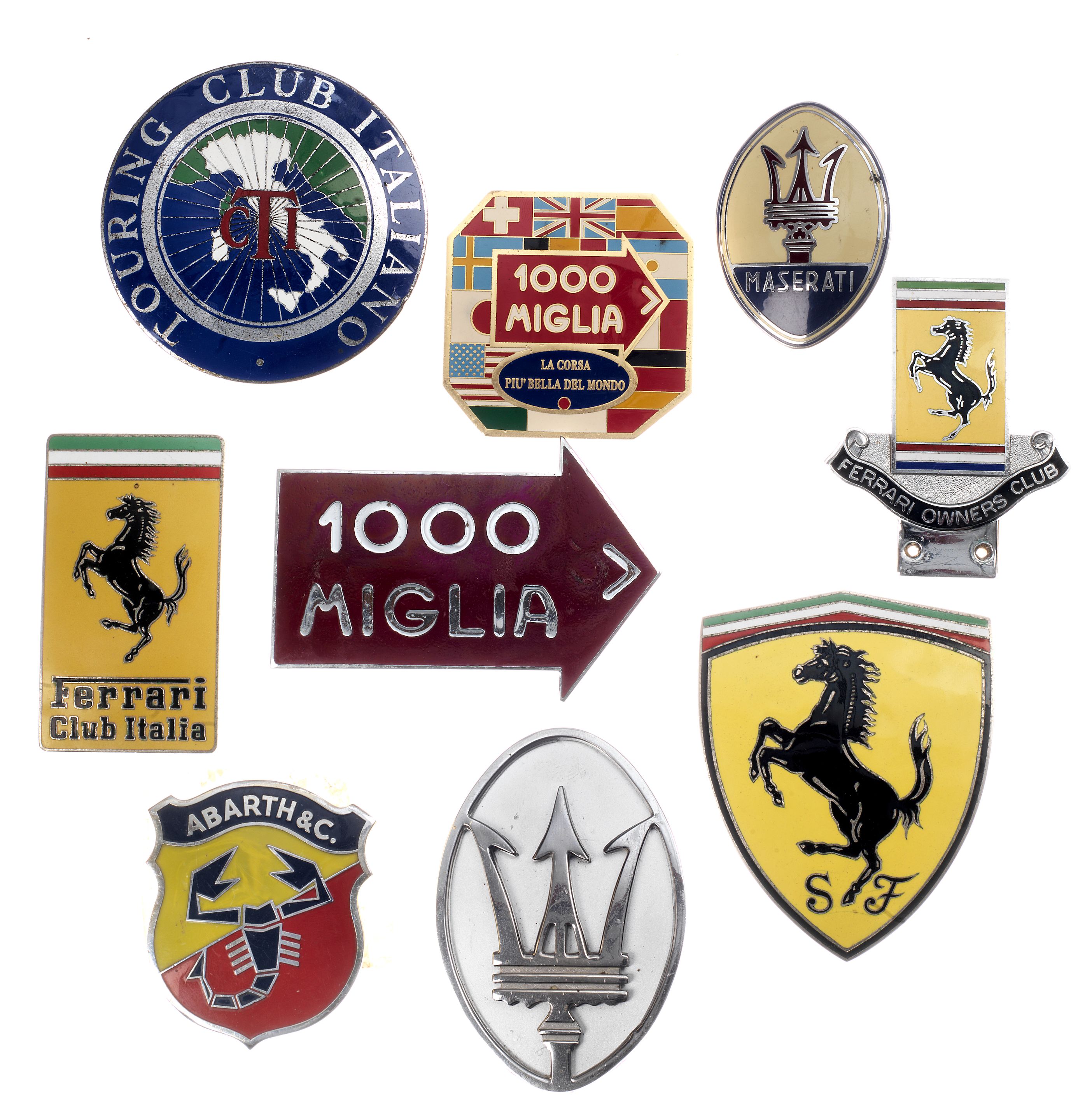 Bonhams Cars : Nine Italian marque, race and club car badges, ((9))