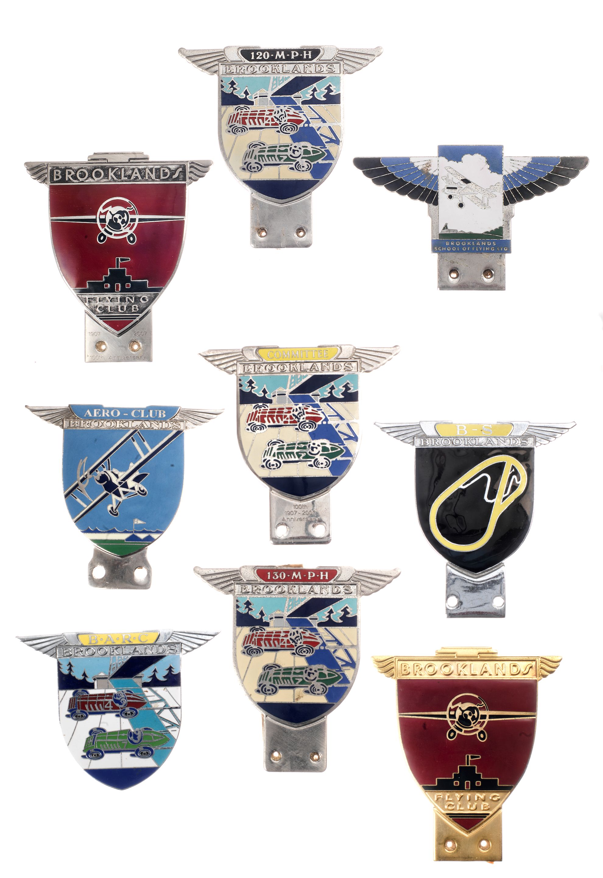 Bonhams Cars : Nine replica Brooklands enamel car badges, ((9))