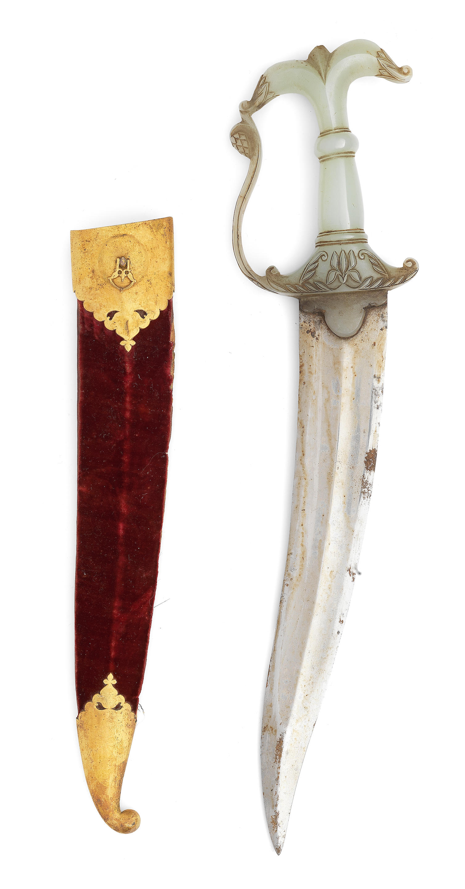 Bonhams : A Mughal jade Hilted steel dagger (chilanum) North India ...