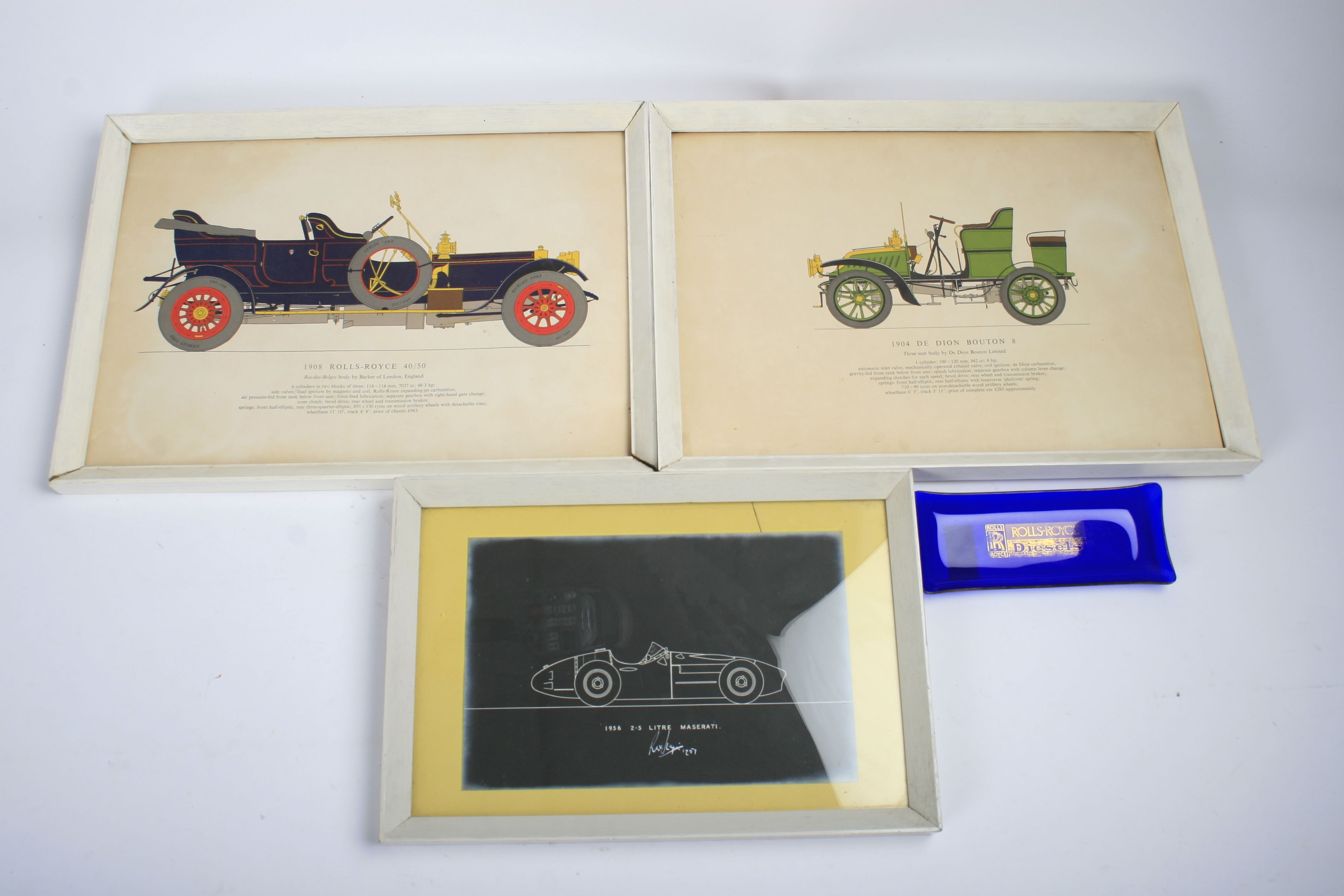 Bonhams Cars : A Rex Hayes 1956 2.5 Litre Maserati signed print, ((4))