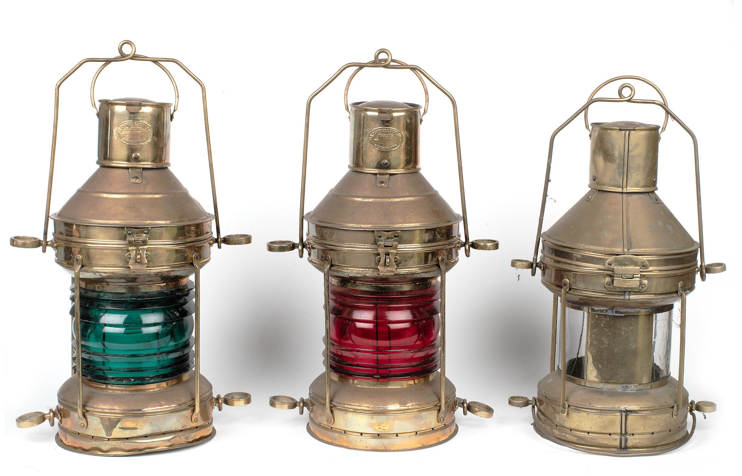 Bonhams Cars : Three large marine lamps by W.Doxford & Sons of ...