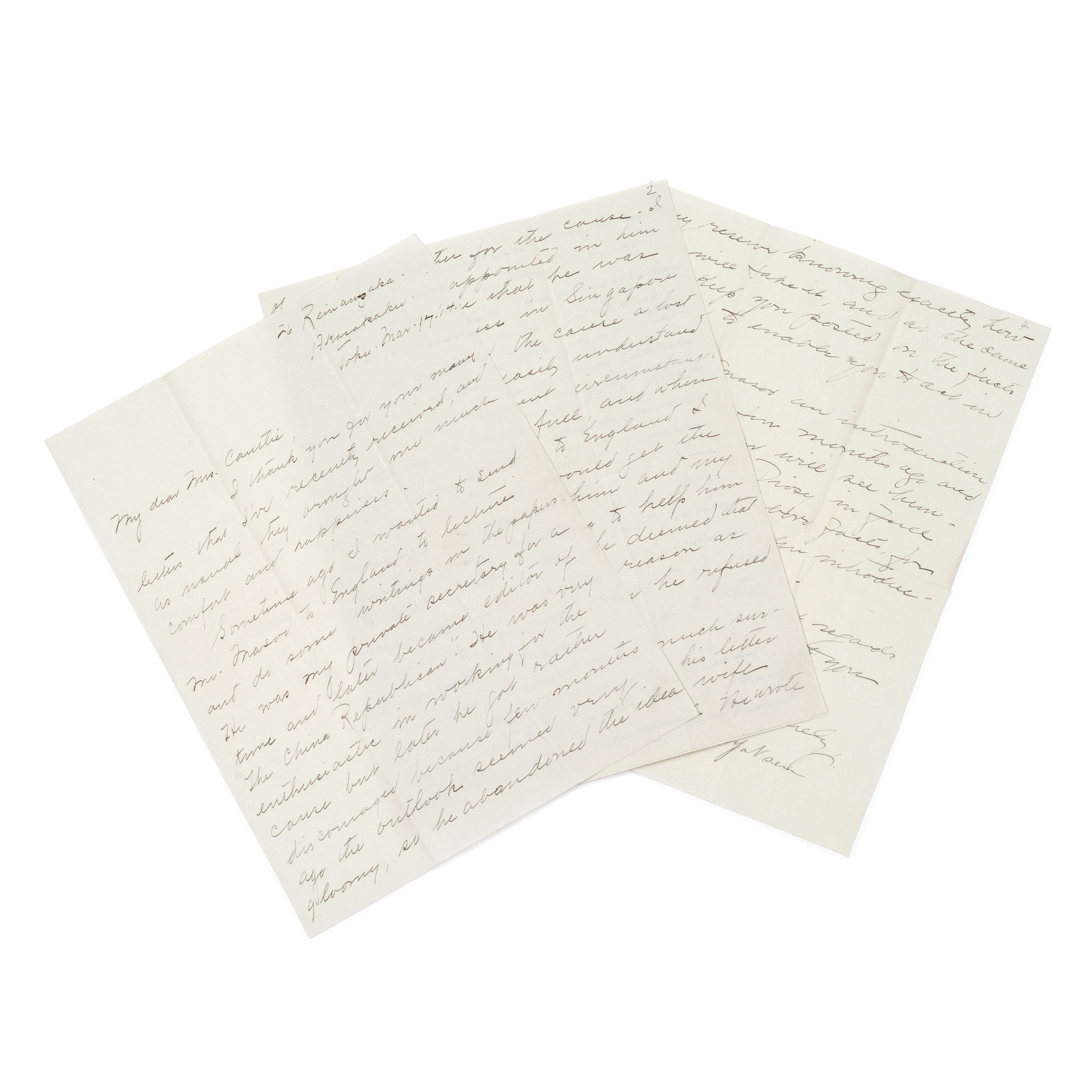 Bonhams : SUN YAT-SEN Autograph letter signed (Yours very sincerely ...