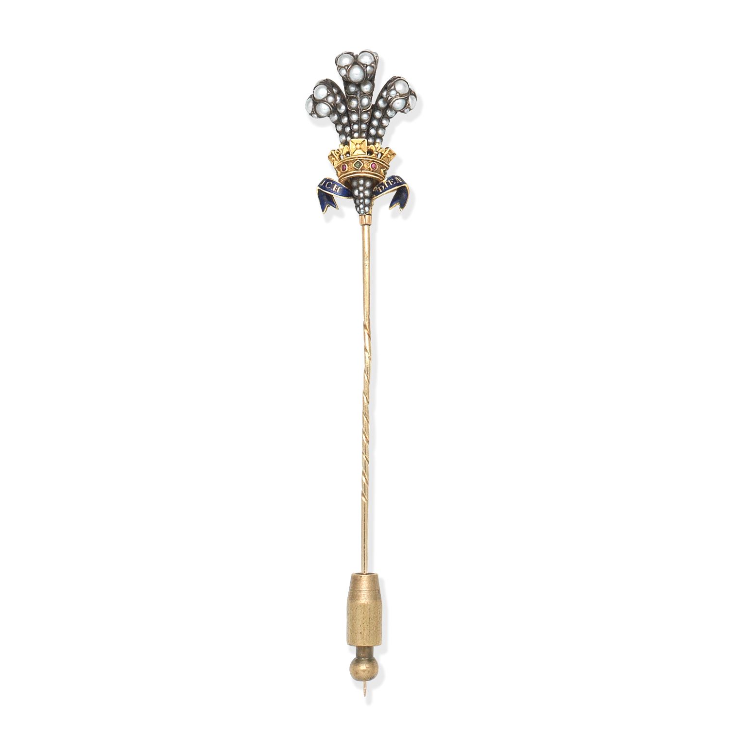 Bonhams : GEM-SET AND ENAMEL PRINCE OF WALES STICK PIN,