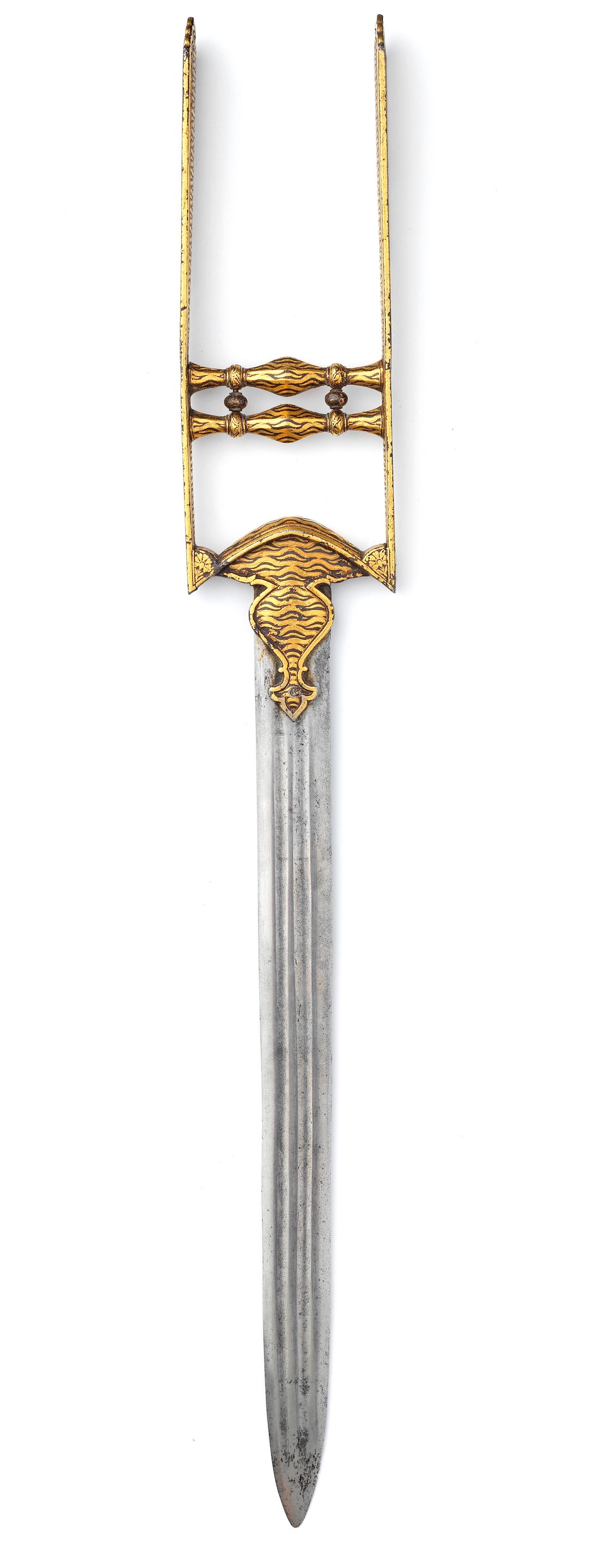 Bonhams : A fine gold koftgari steel push dagger (katar) with tiger ...