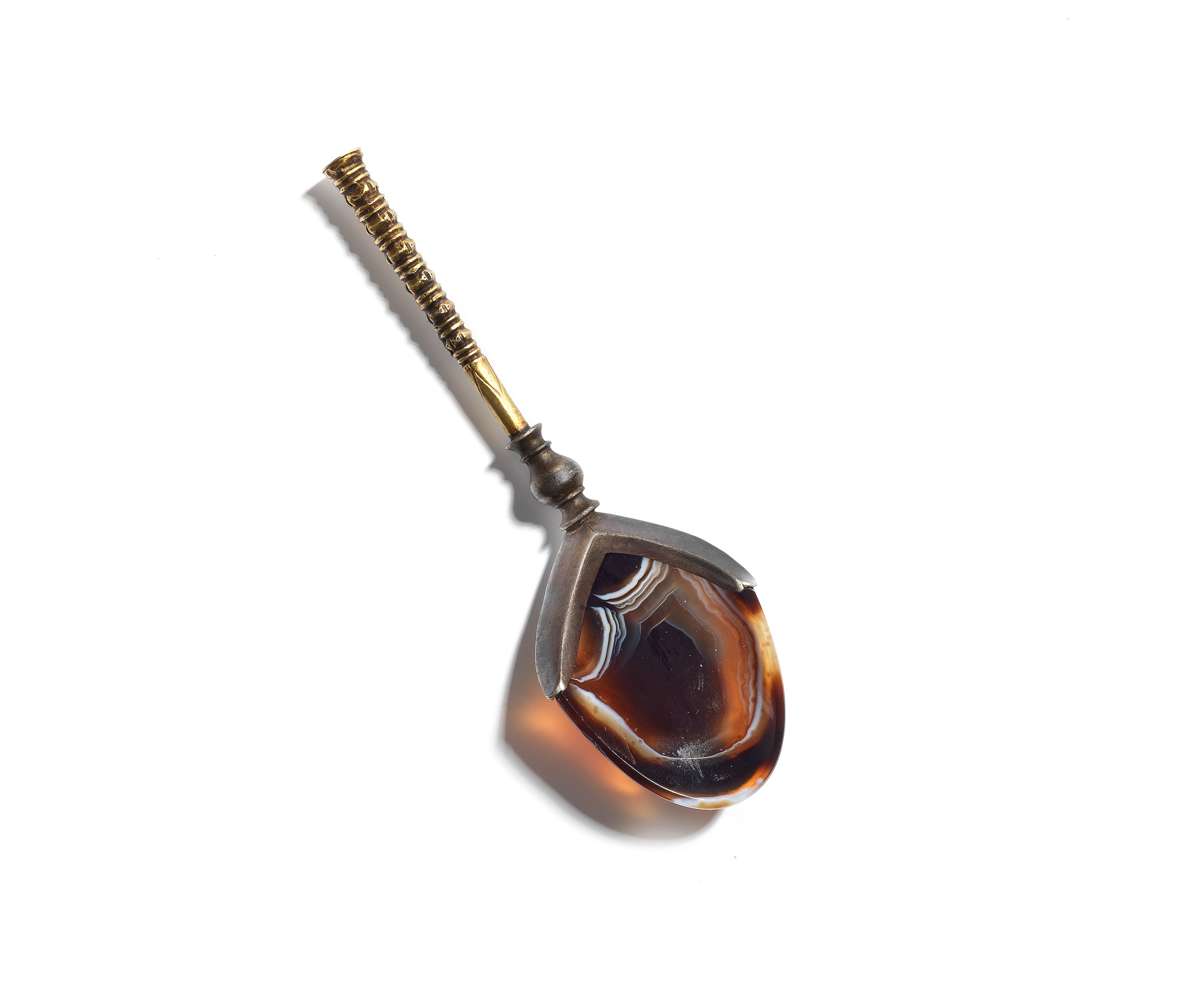 Bonhams : A Roman banded agate cosmetic dish mounted as a spoon bearing ...